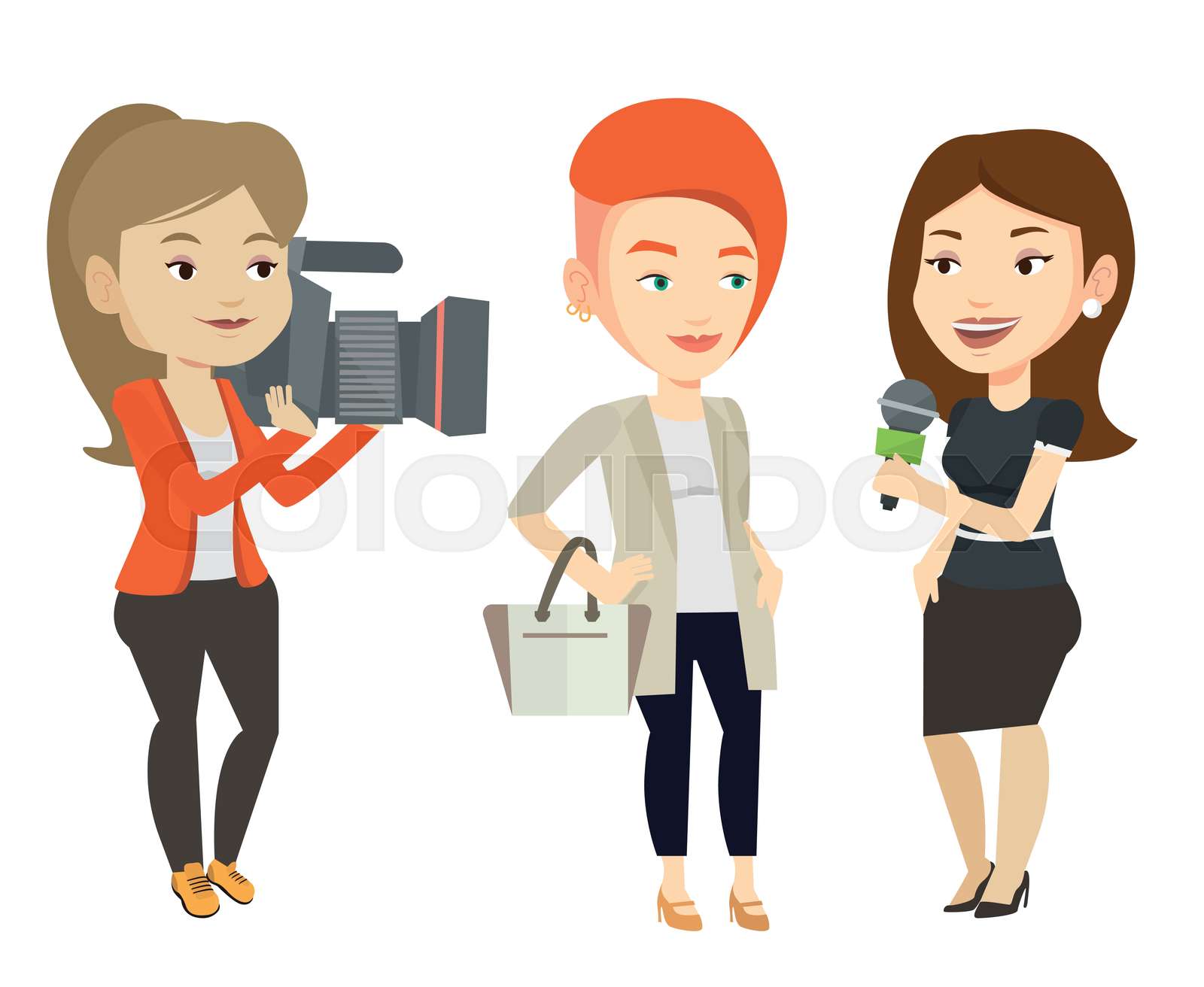 interviewer, cartoon, berichterstatter | Stock-Vektor | Colourbox