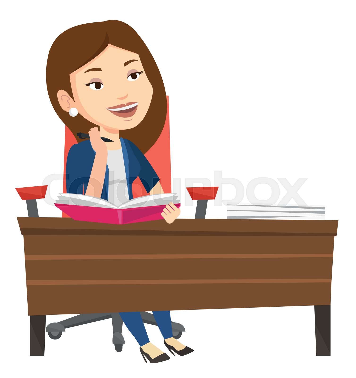 Student writing at the desk vector illustration. | Stock vector | Colourbox