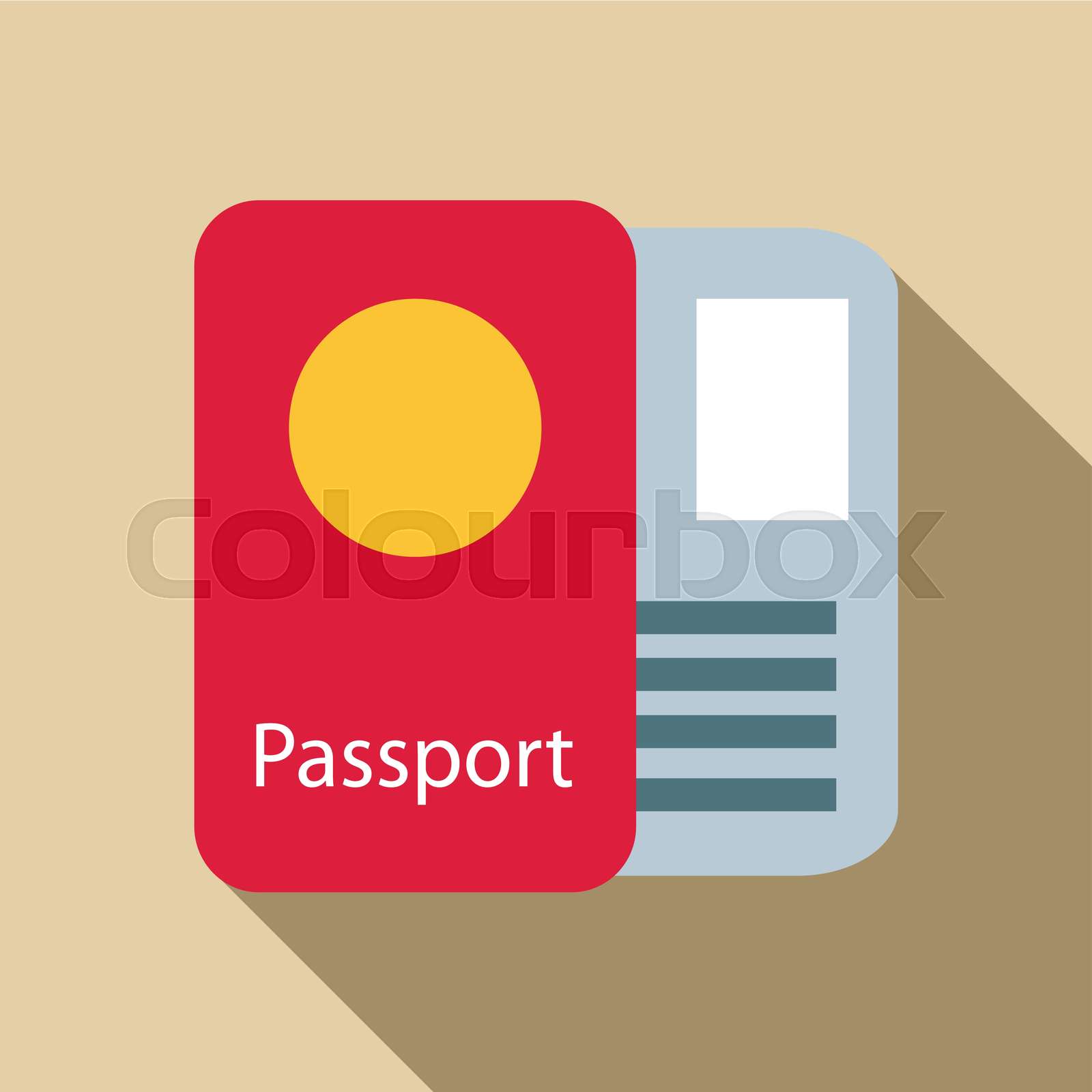 Passport icon, flat style | Stock vector | Colourbox