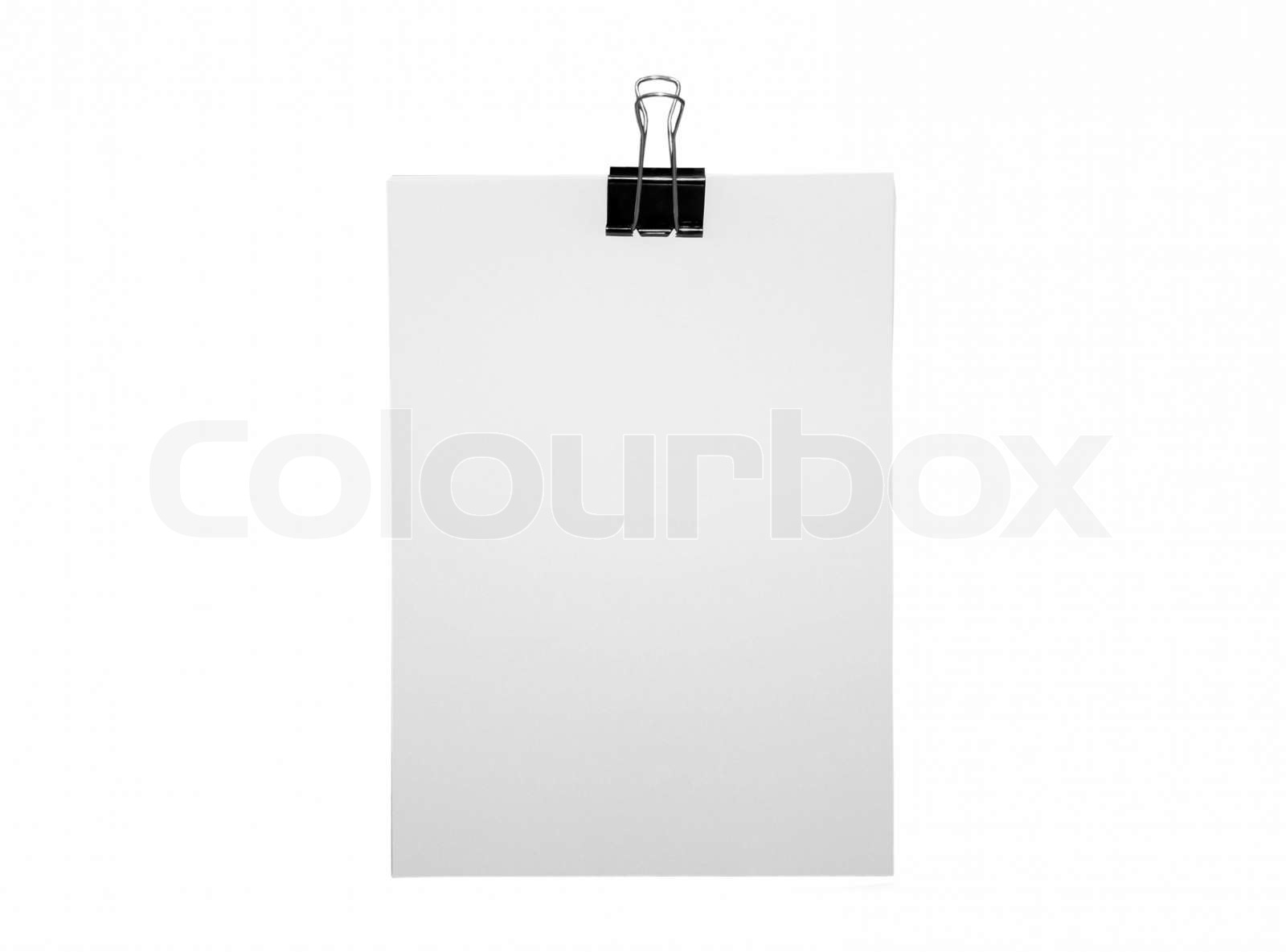Plain A4 paper and paper clip isolated on white | Stock image | Colourbox