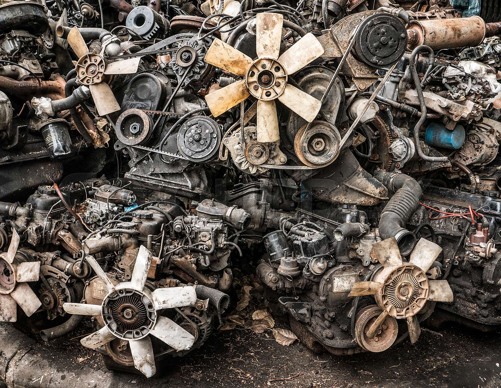 Recycling of old engine parts | Stock image | Colourbox