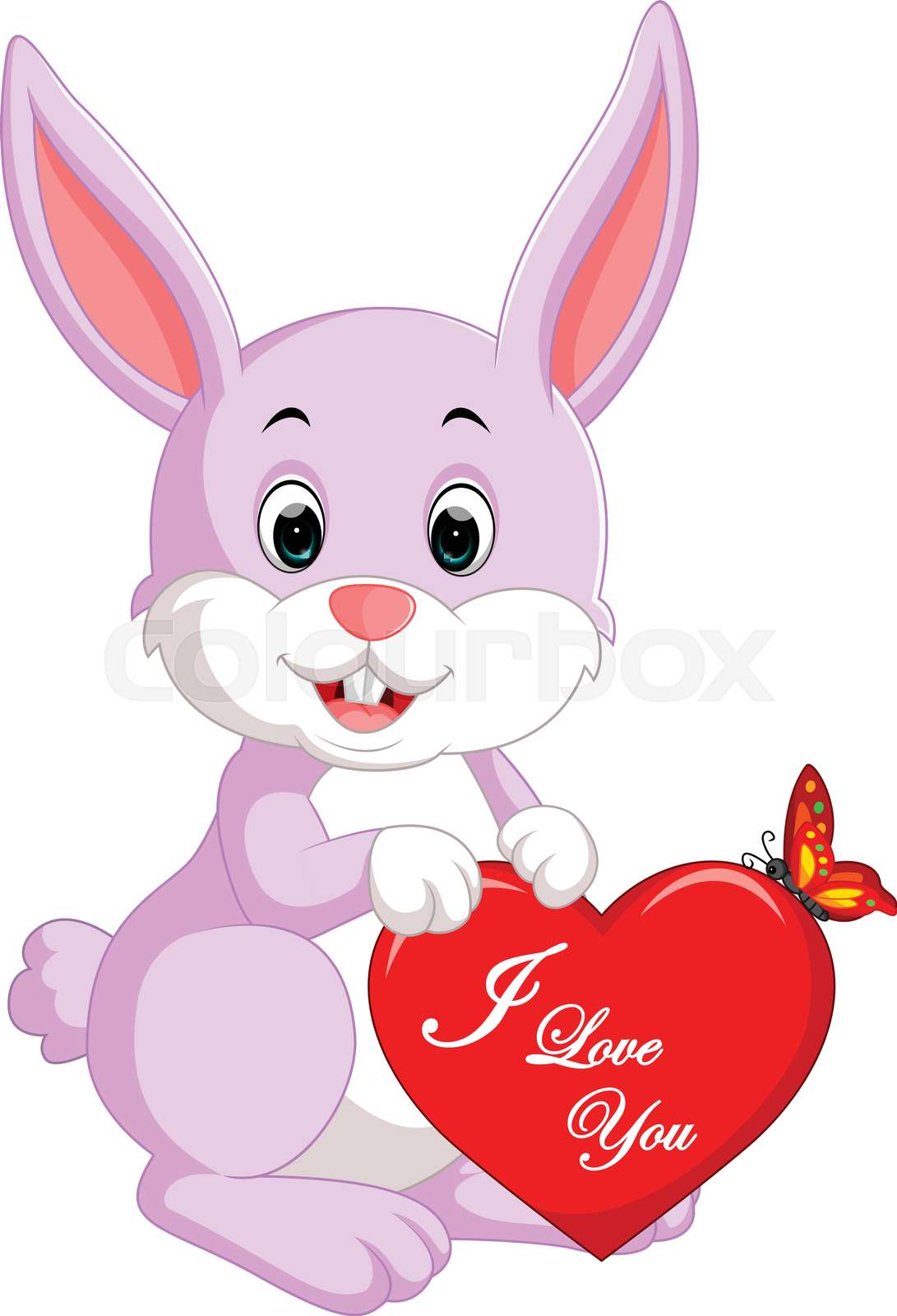 rabbit cartoon with love | Stock vector | Colourbox