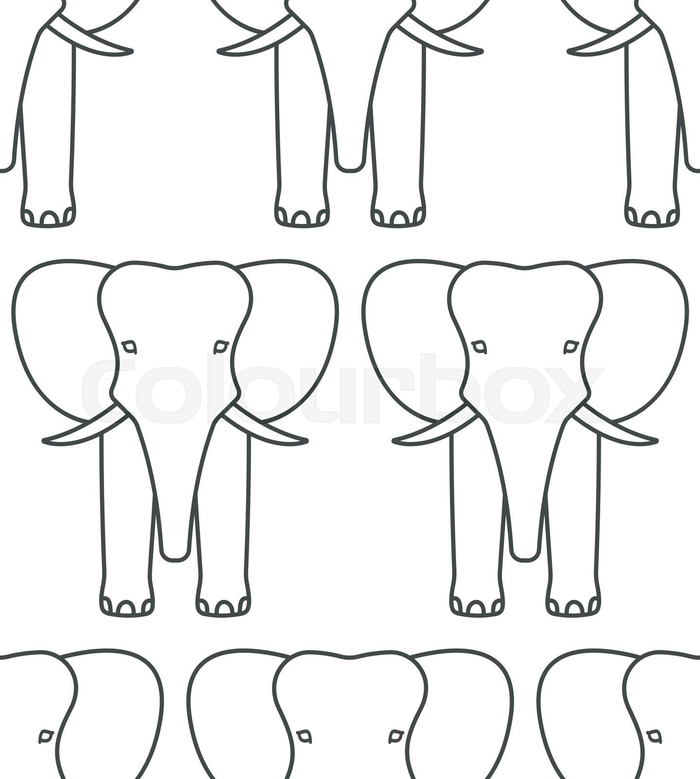 Elephant face contour pattern | Stock vector | Colourbox