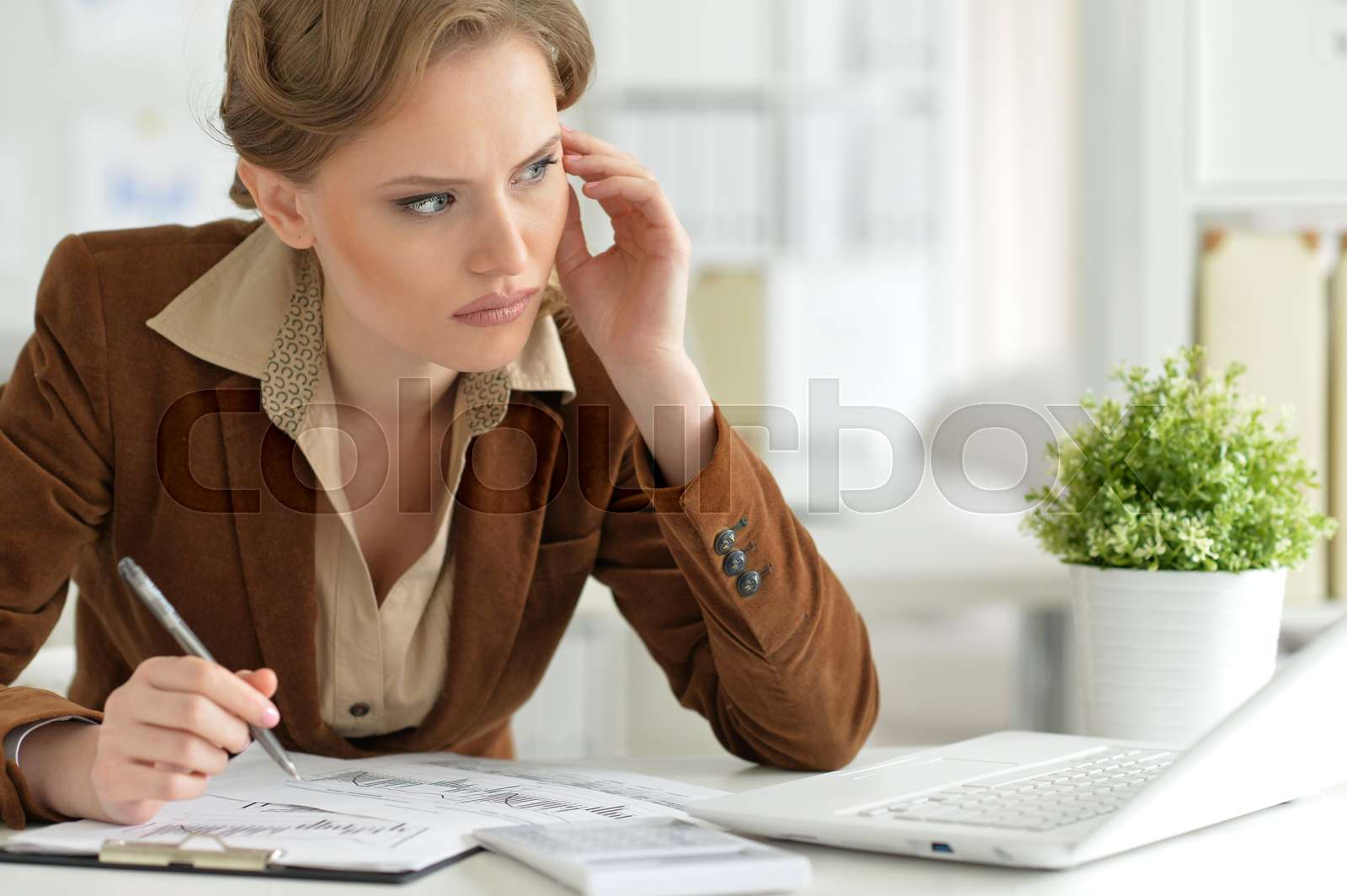 Businesswoman working in the office | Stock image | Colourbox