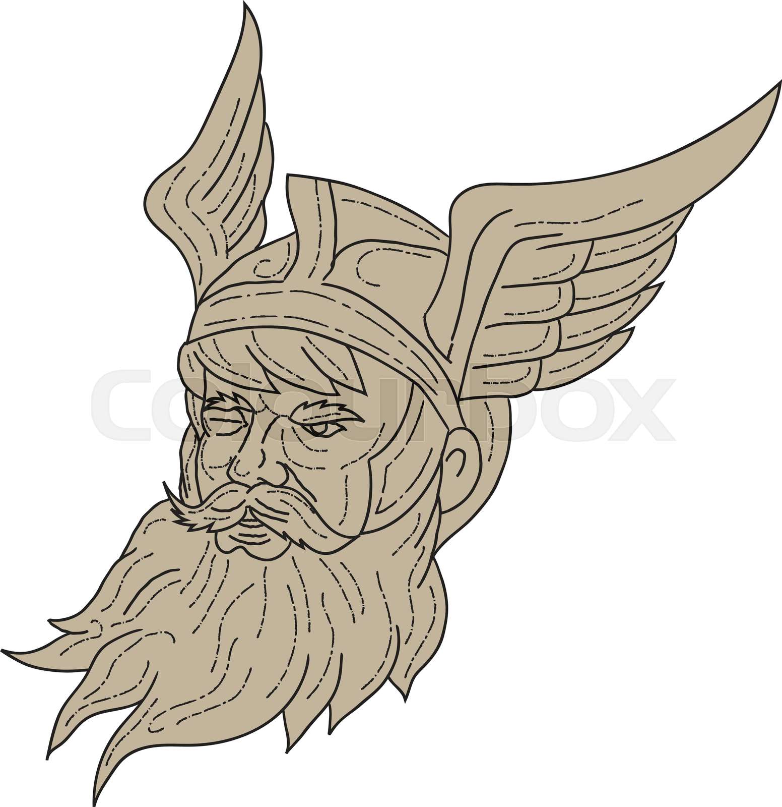 Norse God Odin Head Drawing | Stock vector | Colourbox