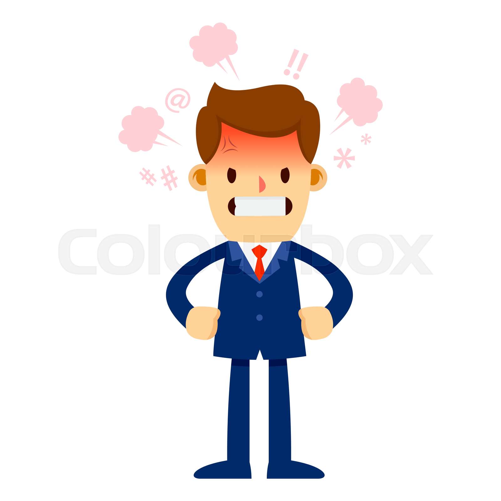 Angry Businessman With Red Face And Hot Steam | Stock vector | Colourbox