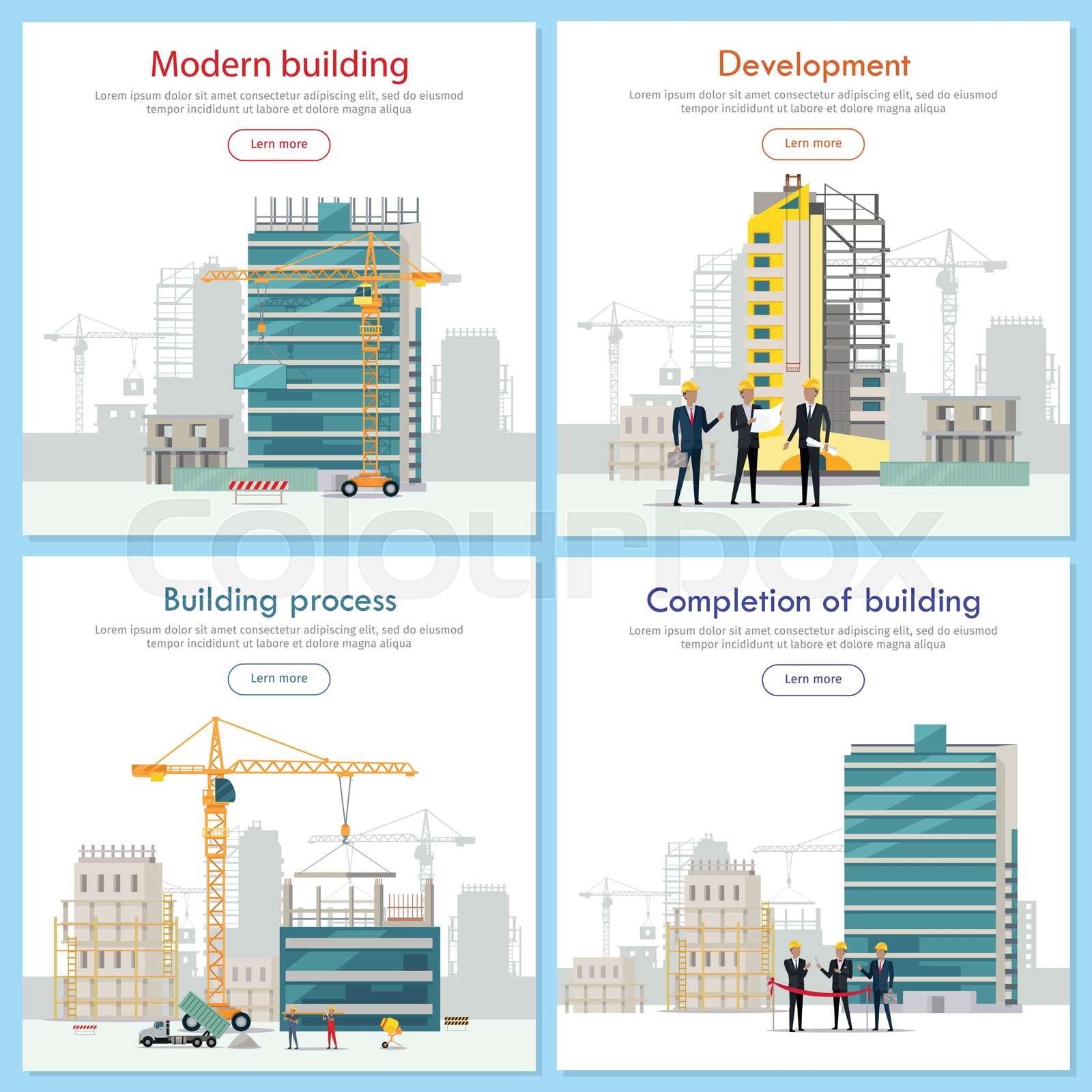 Modern Building. Development. Building Process. | Stock vector | Colourbox
