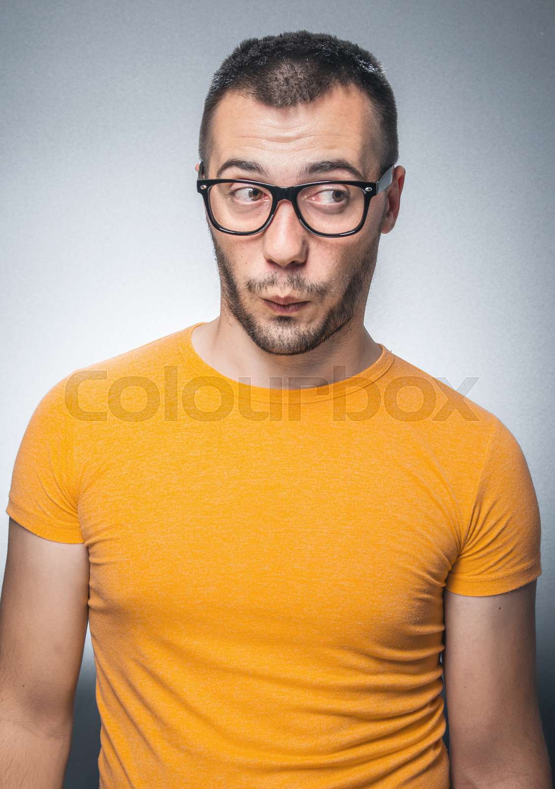 Funny shy nerd | Stock image | Colourbox