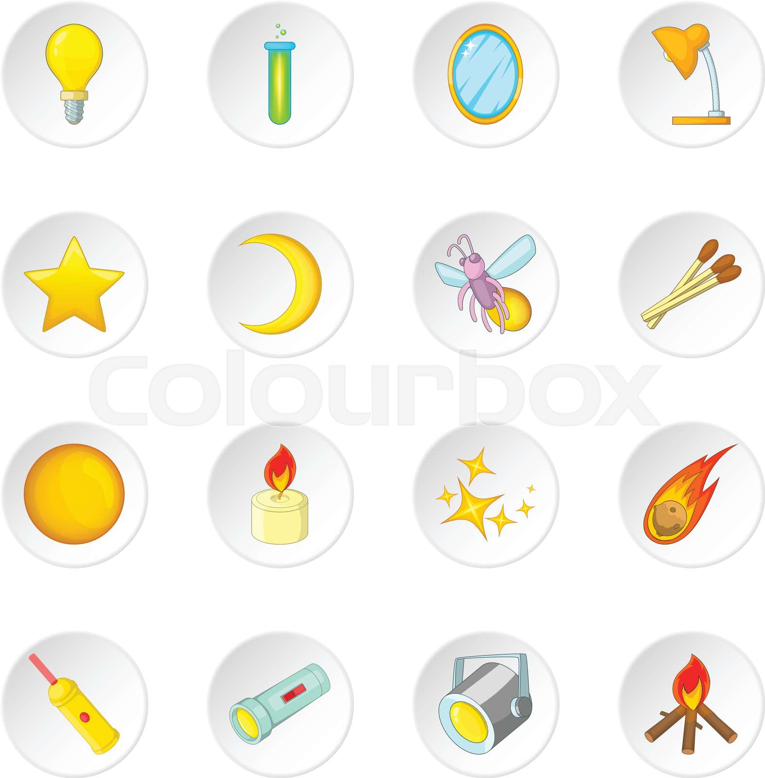 Sources of light icons set | Stock vector | Colourbox