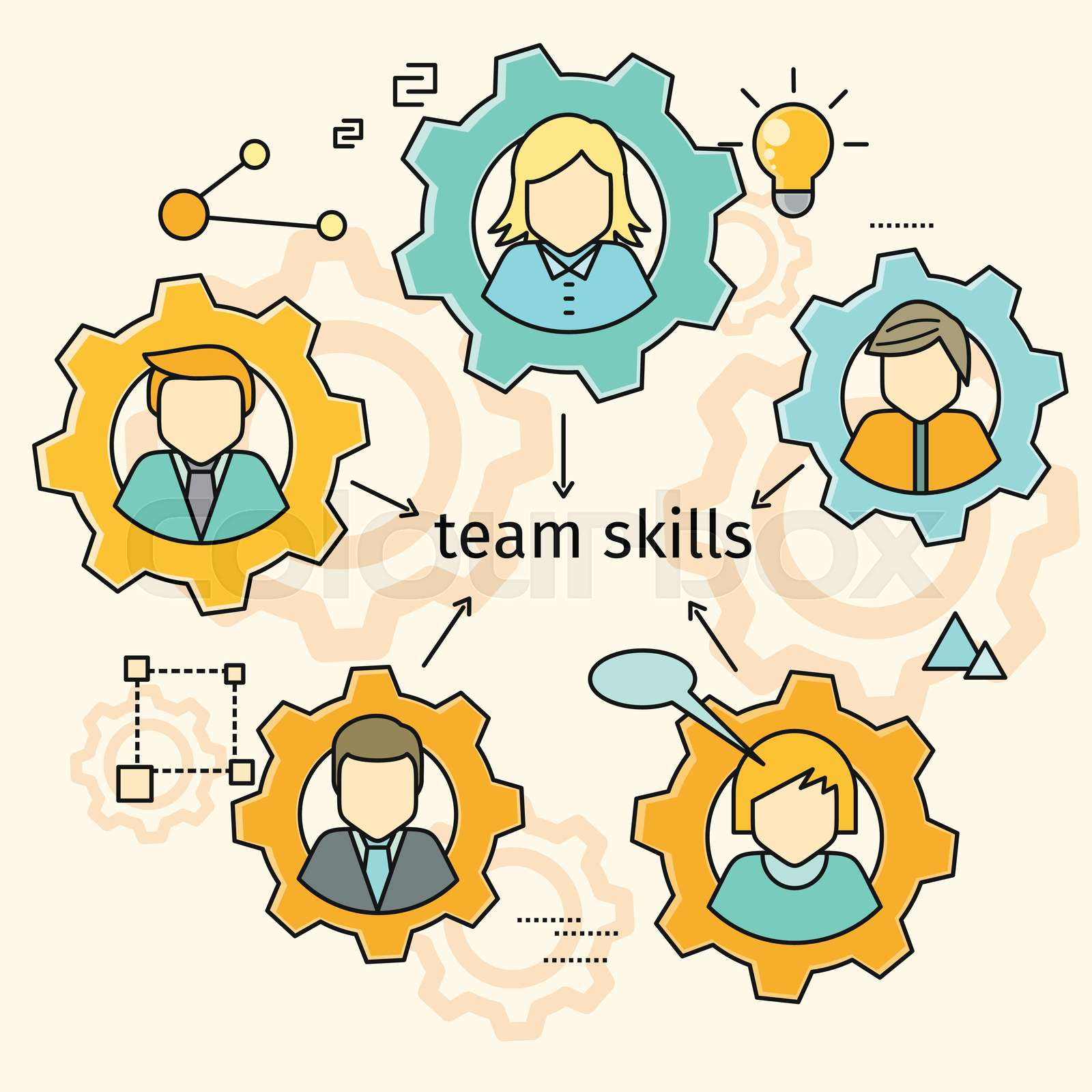Team Skills Banner. Avatar in Gear. | Stock vector | Colourbox