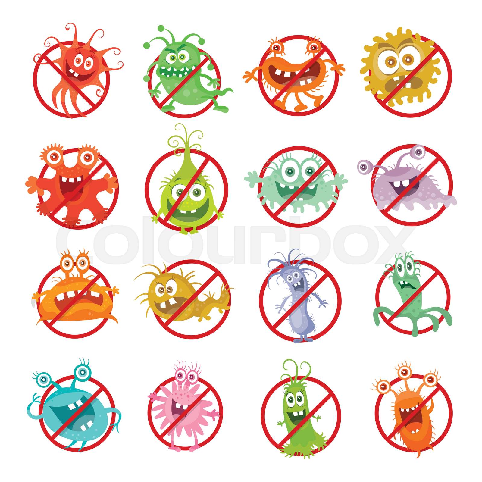 Stop Bacteria Cartoon Vector Illustration No Virus | Stock vector ...