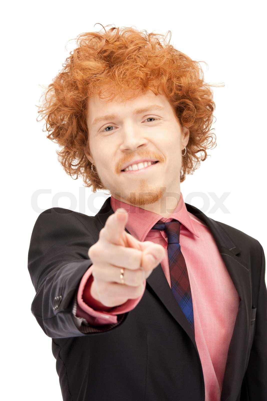 billede af attraktive forretningsmand peger hans finger | Stock foto ...