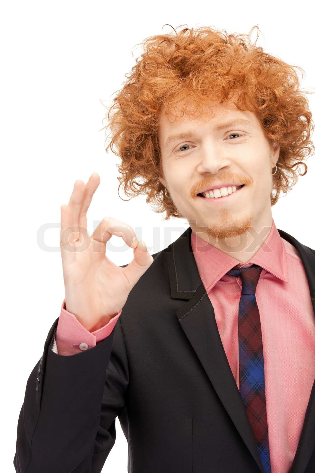bright picture of handsome man showing ok sign | Stock image | Colourbox