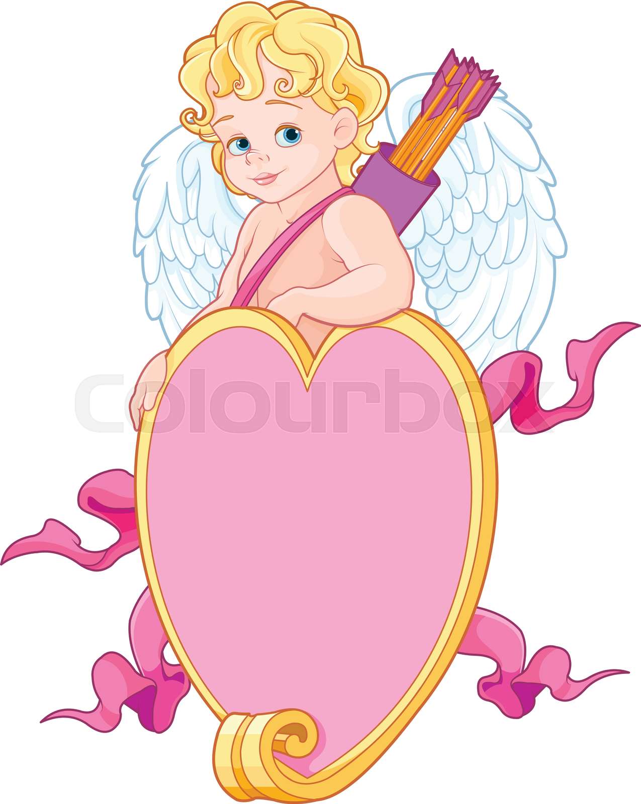 Cupid over a Heart Shape Sign | Stock vector | Colourbox