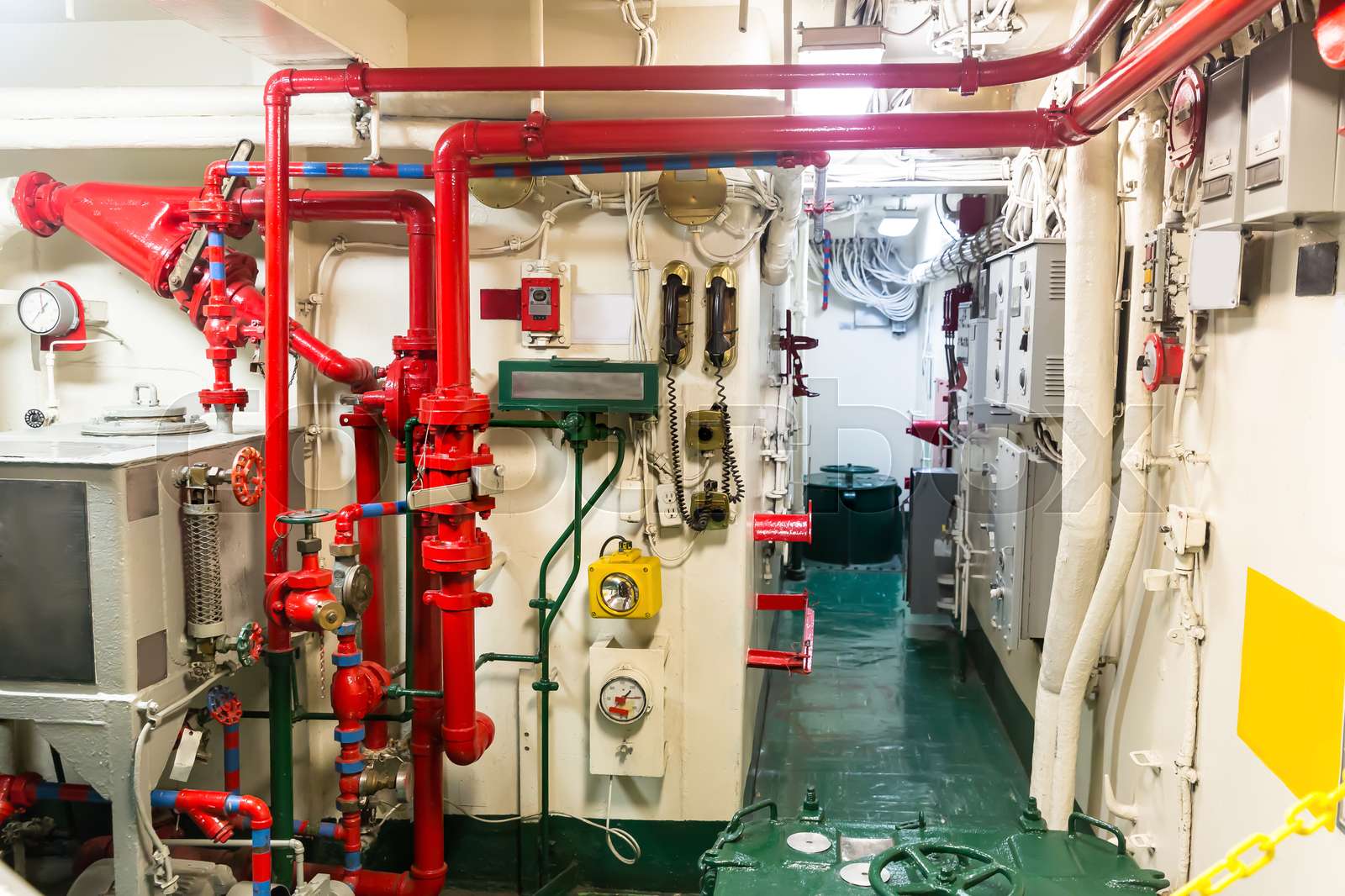 Pipe system on war ship, | Stock image | Colourbox