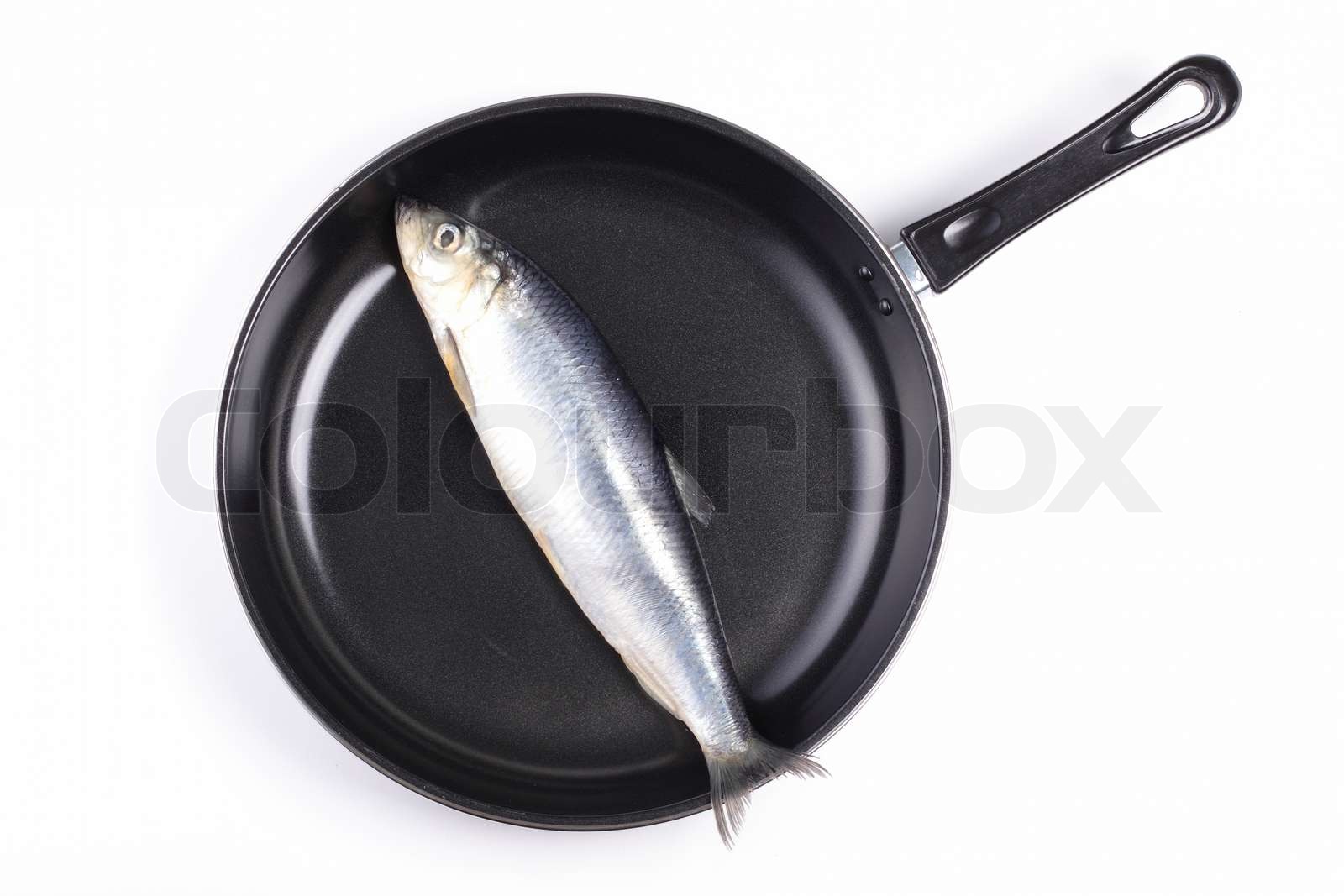 fresh fish in pan isolated on white | Stock image | Colourbox