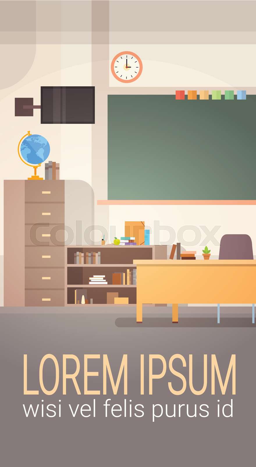 School Classroom Interior Board Desk Banner | Stock vector | Colourbox