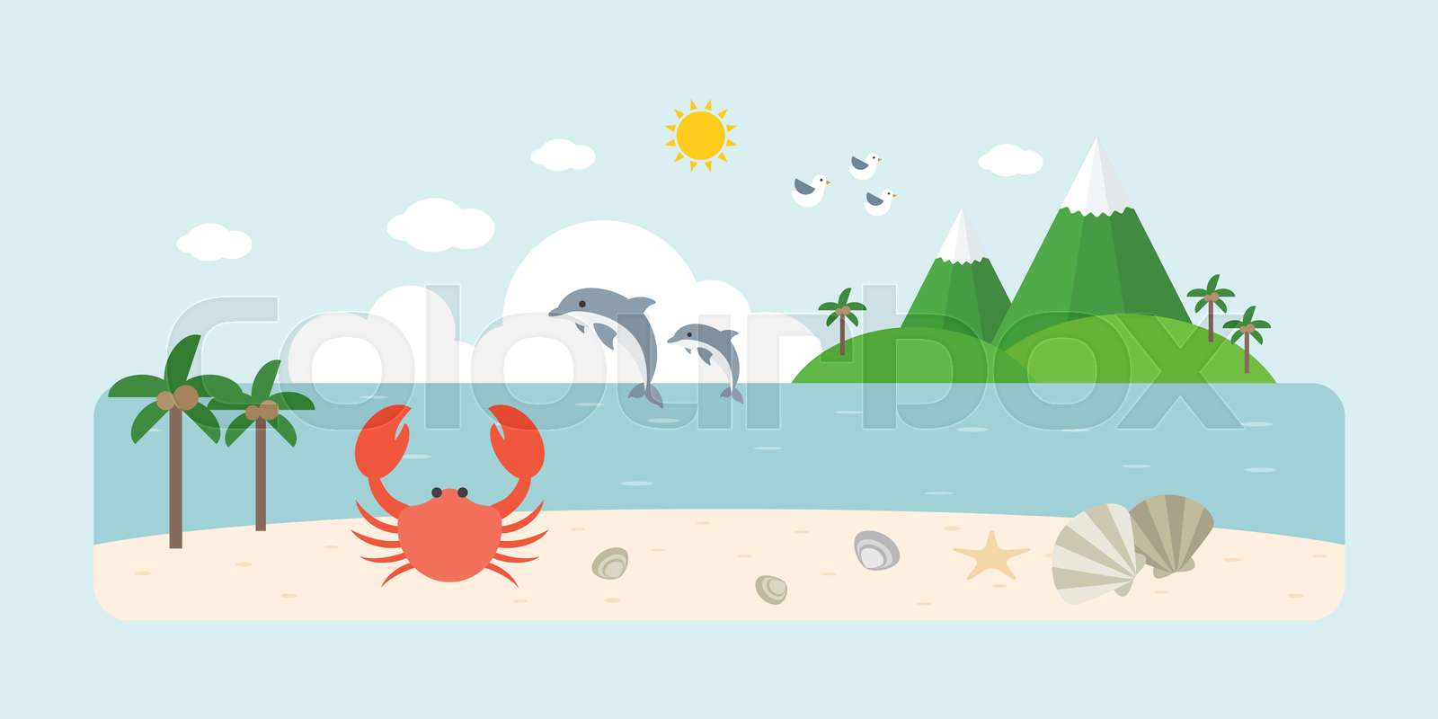 meer, cartoon, szene | Stock-Vektor | Colourbox