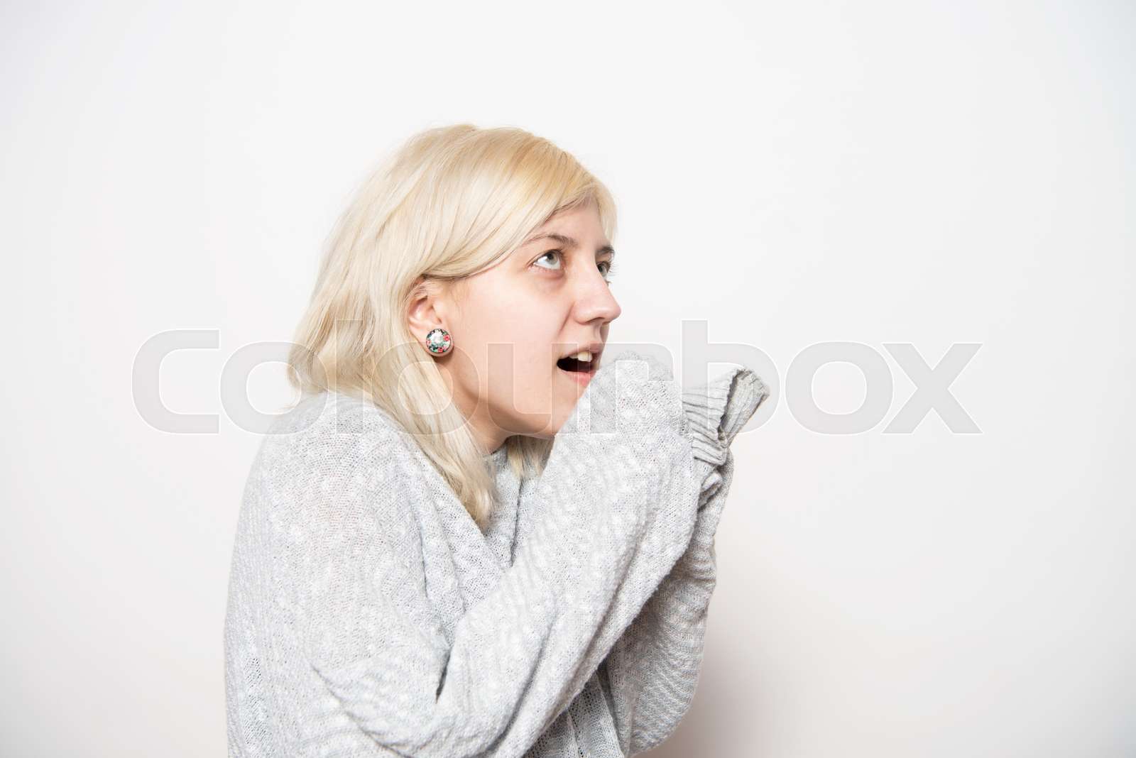 Woman freezing | Stock image | Colourbox