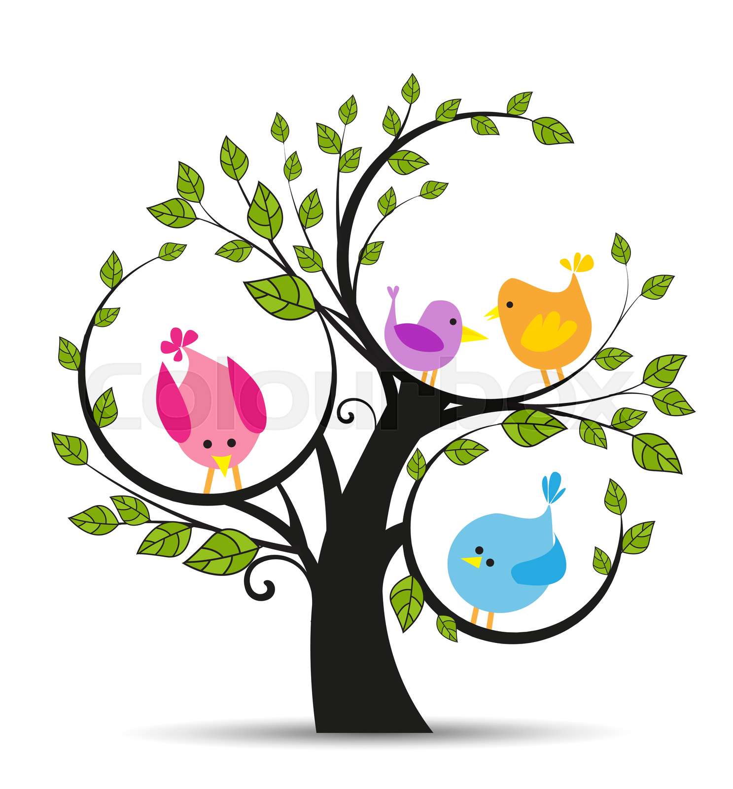 Tree with a birds | Stock vector | Colourbox