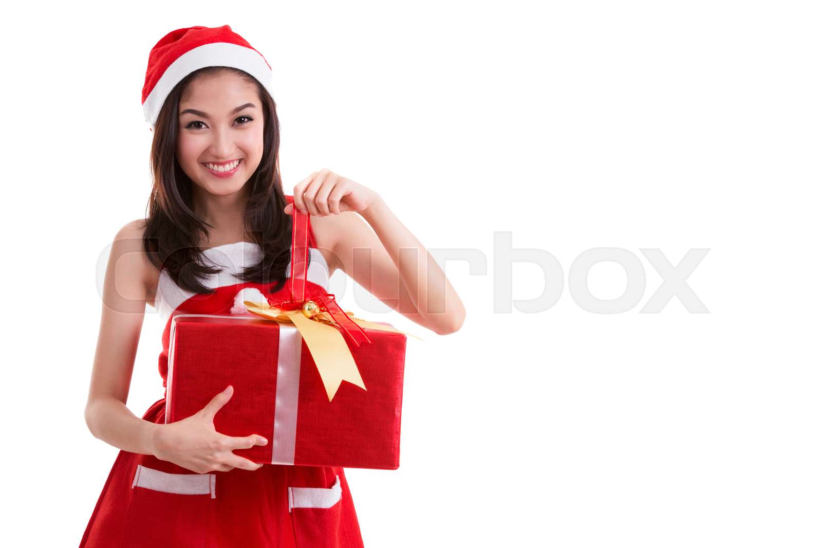 Beautiful Asia woman wear Santa Clause costume | Stock image | Colourbox