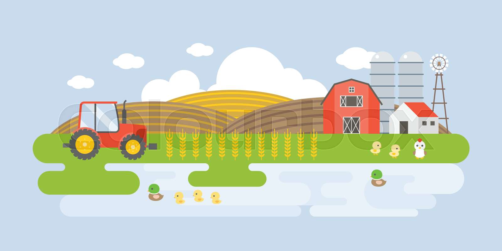 Rural landscape illustration | Stock vector | Colourbox