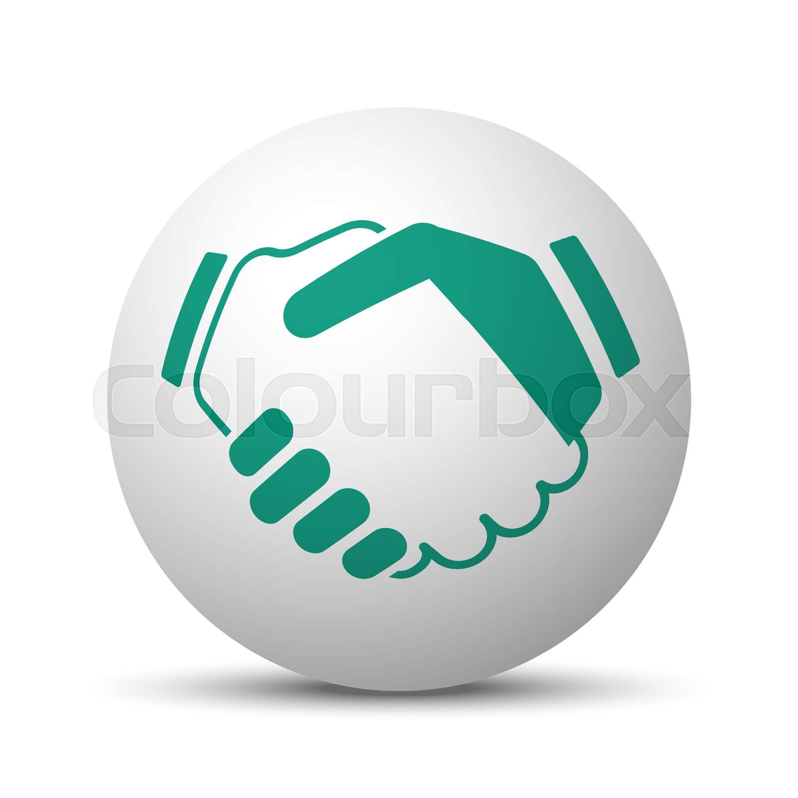 Green Handshake Agreement icon on white sphere | Stock vector | Colourbox
