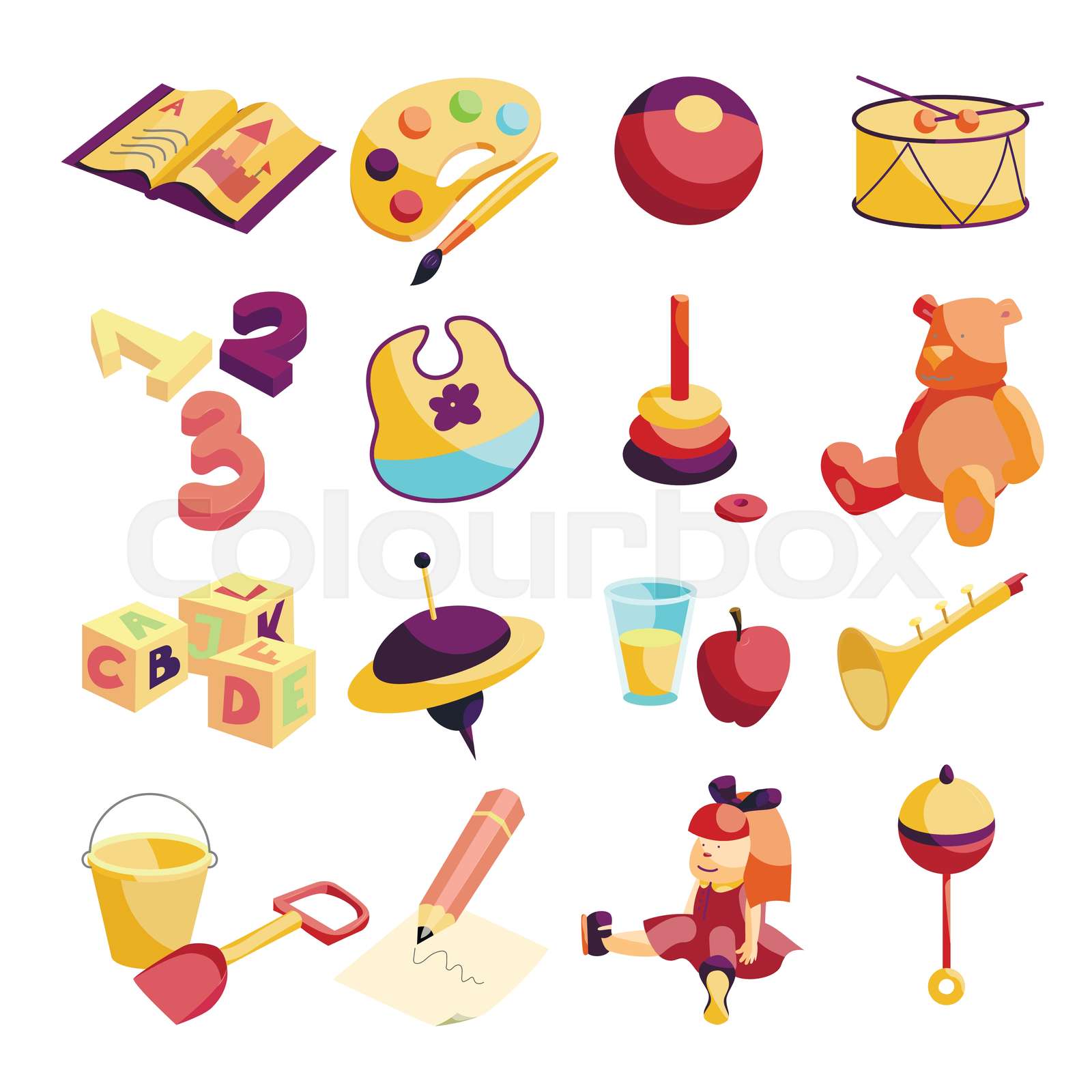 kindergarten, gegenstände, icon | Stock-Vektor | Colourbox