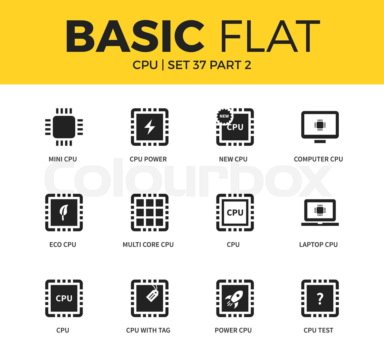 Basic set of PC chip icons | Stock vector | Colourbox