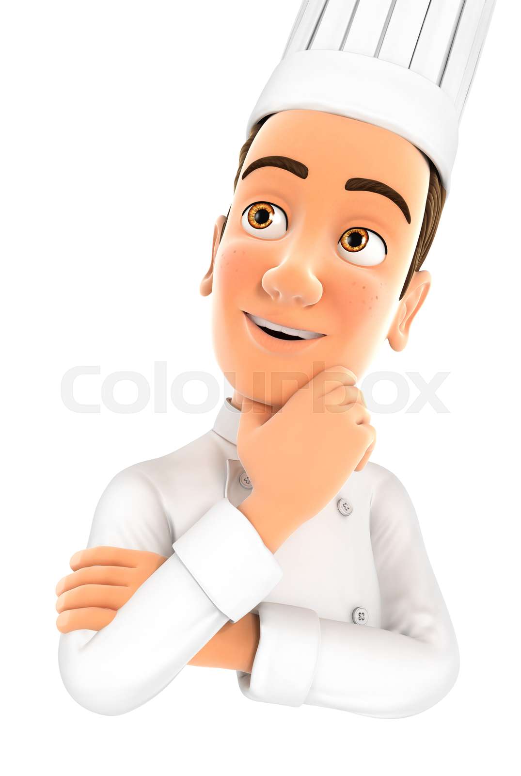 3d head chef thinking | Stock image | Colourbox