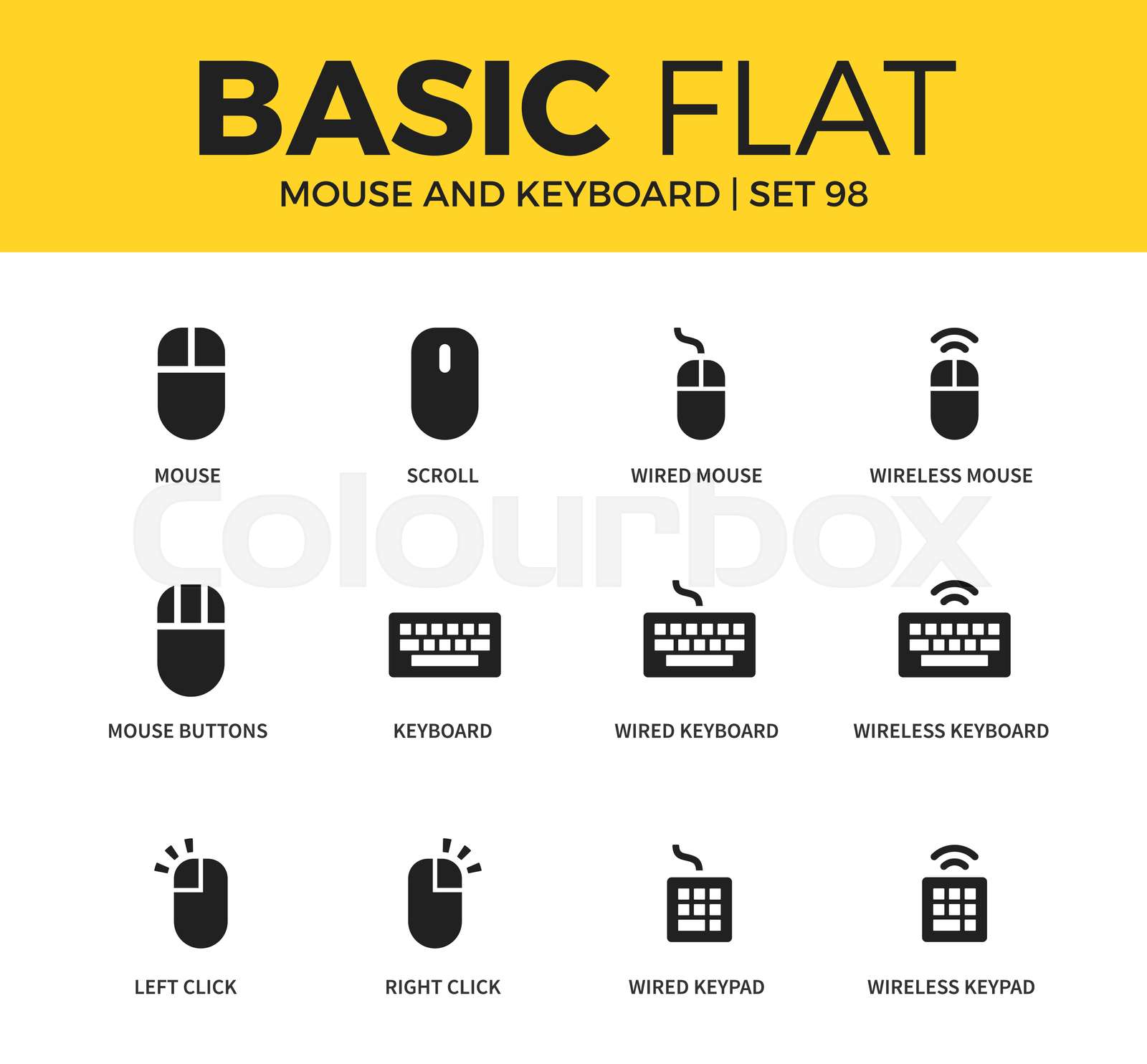 Basic set of Mouse and keyboard icons | Stock vector | Colourbox