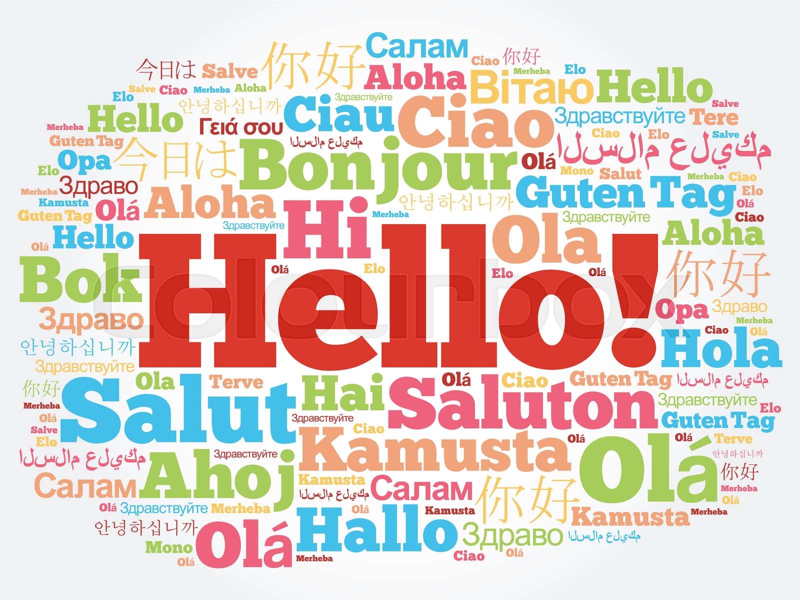 Hello word cloud in different languages | Stock vector | Colourbox