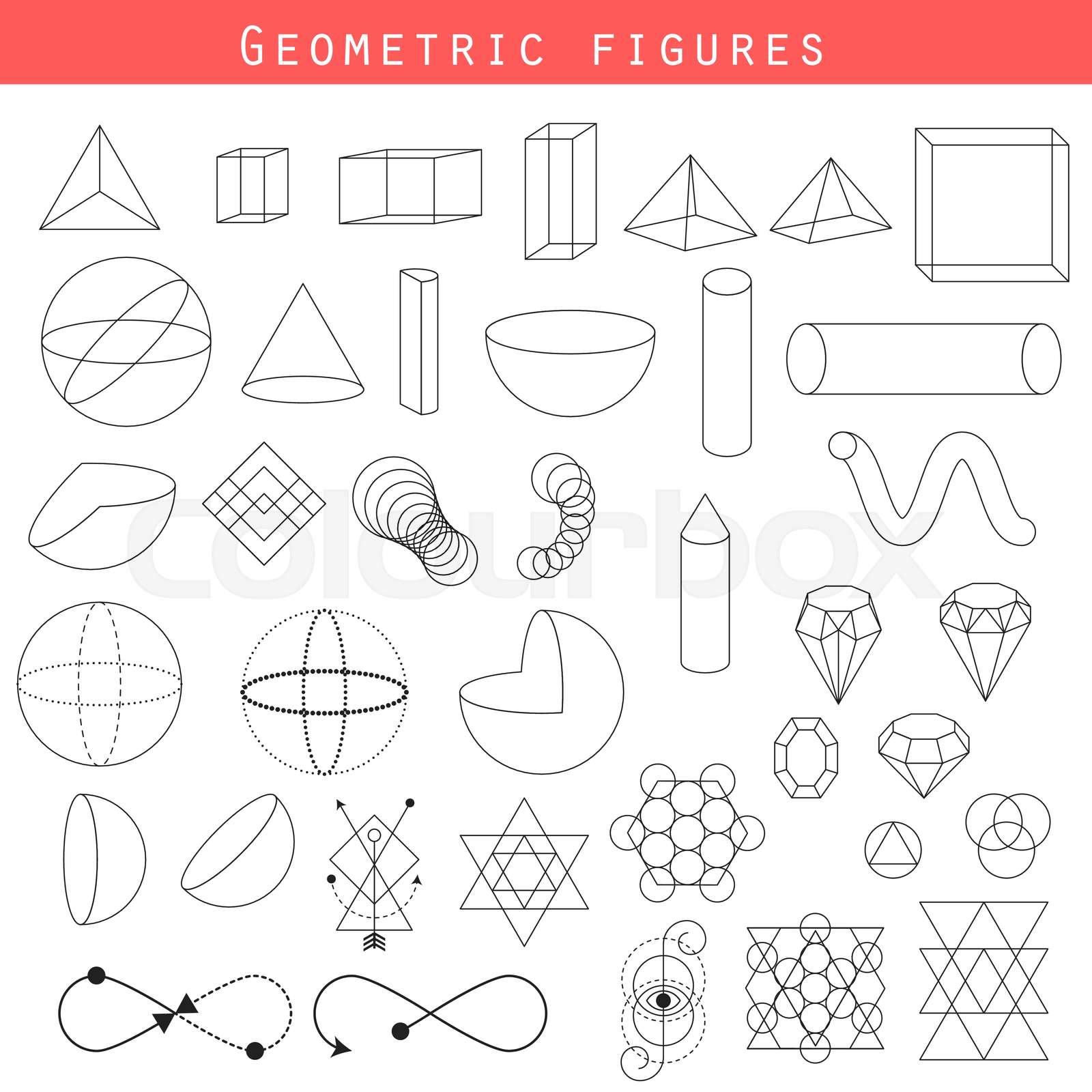 Geometry outline vector shapes. | Stock vector | Colourbox
