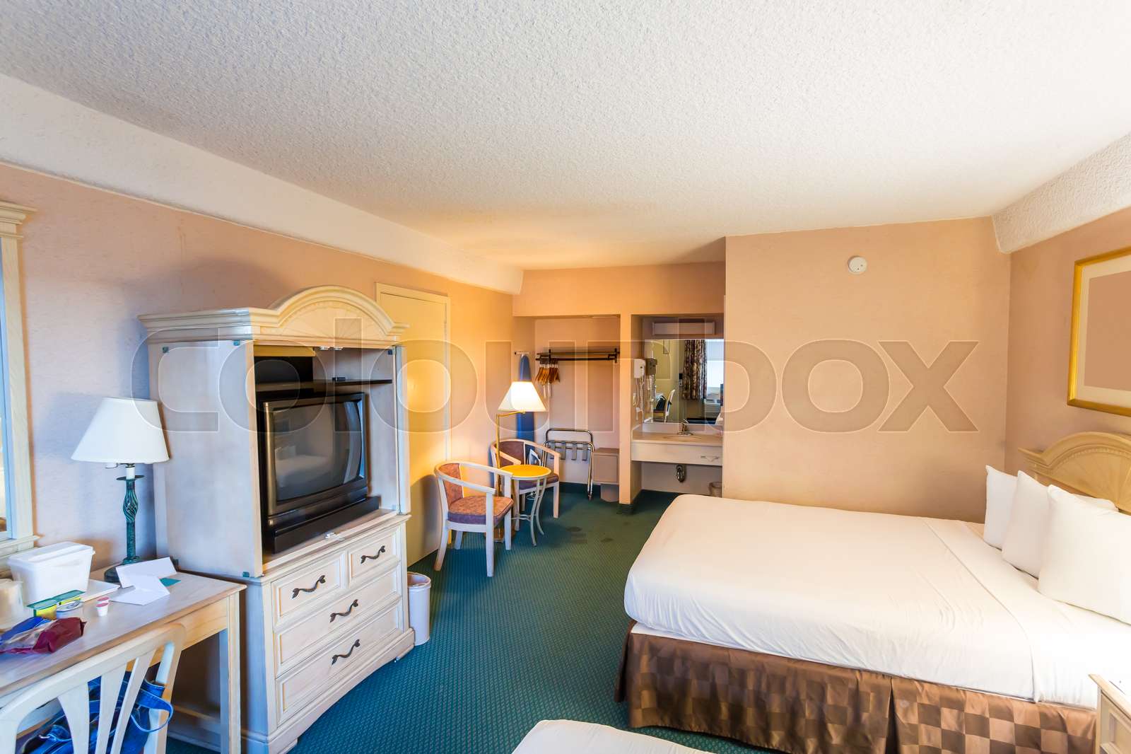 Road motel room interior. | Stock image | Colourbox