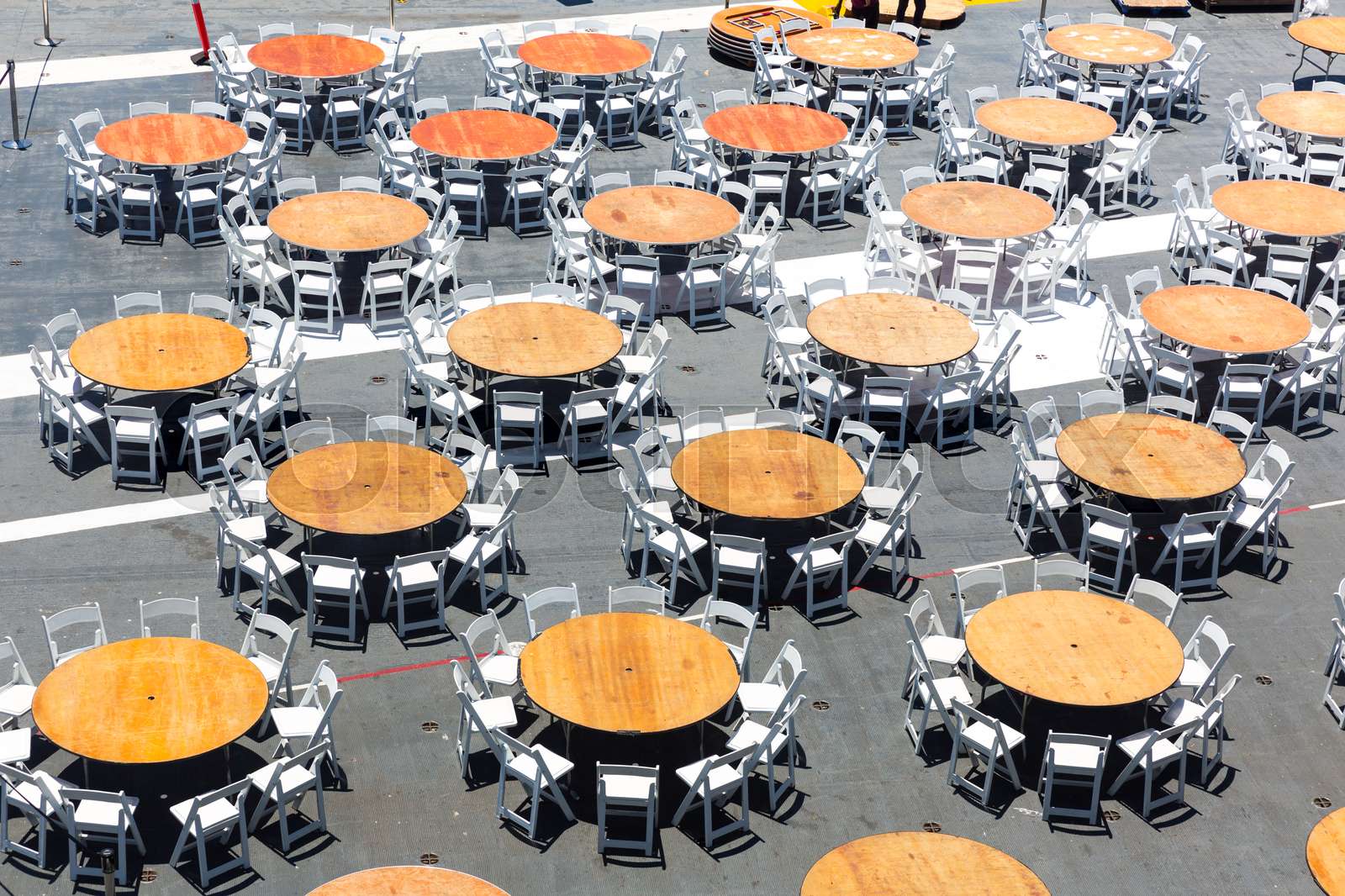 Top view of street cafe tables. | Stock image | Colourbox