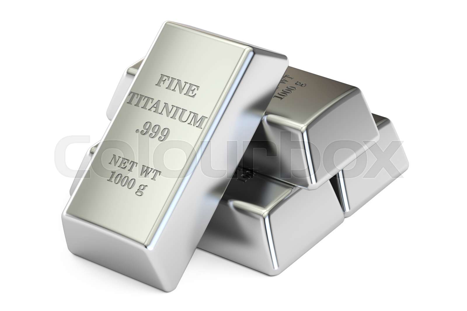 set of titanium ingots closeup, 3D rendering | Stock image | Colourbox