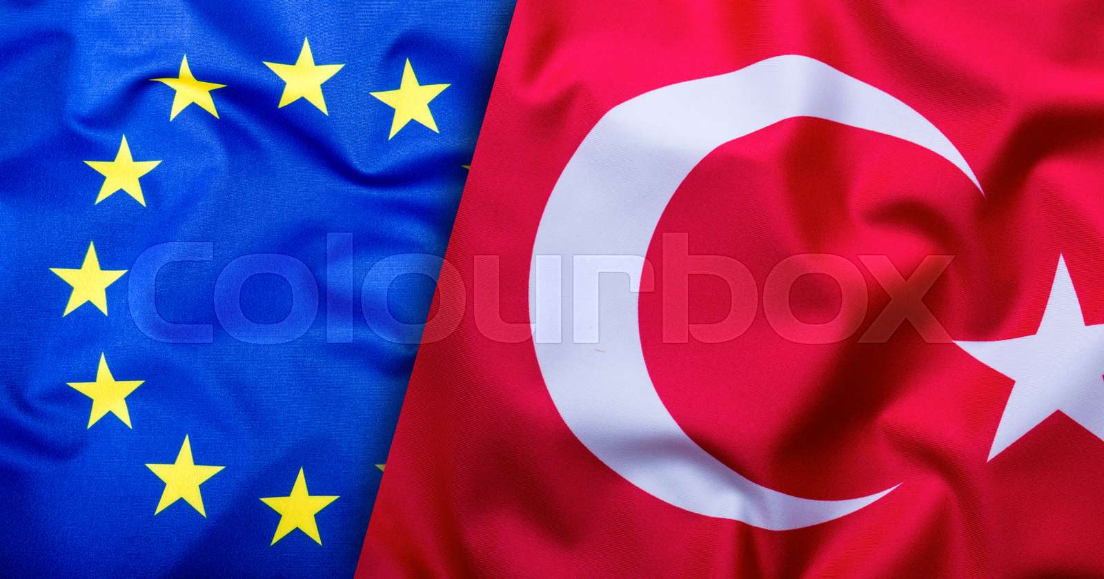 Flags of the Turkey and the European Union. Turkey Flag and EU Flag ...
