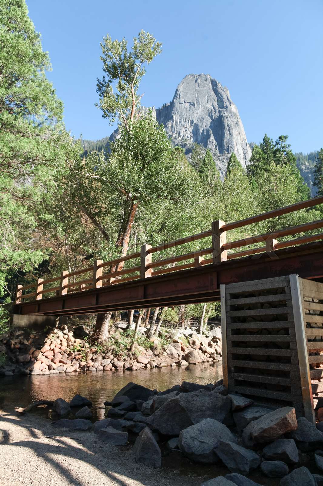 Foot bridge across the Merced River | Stock image | Colourbox