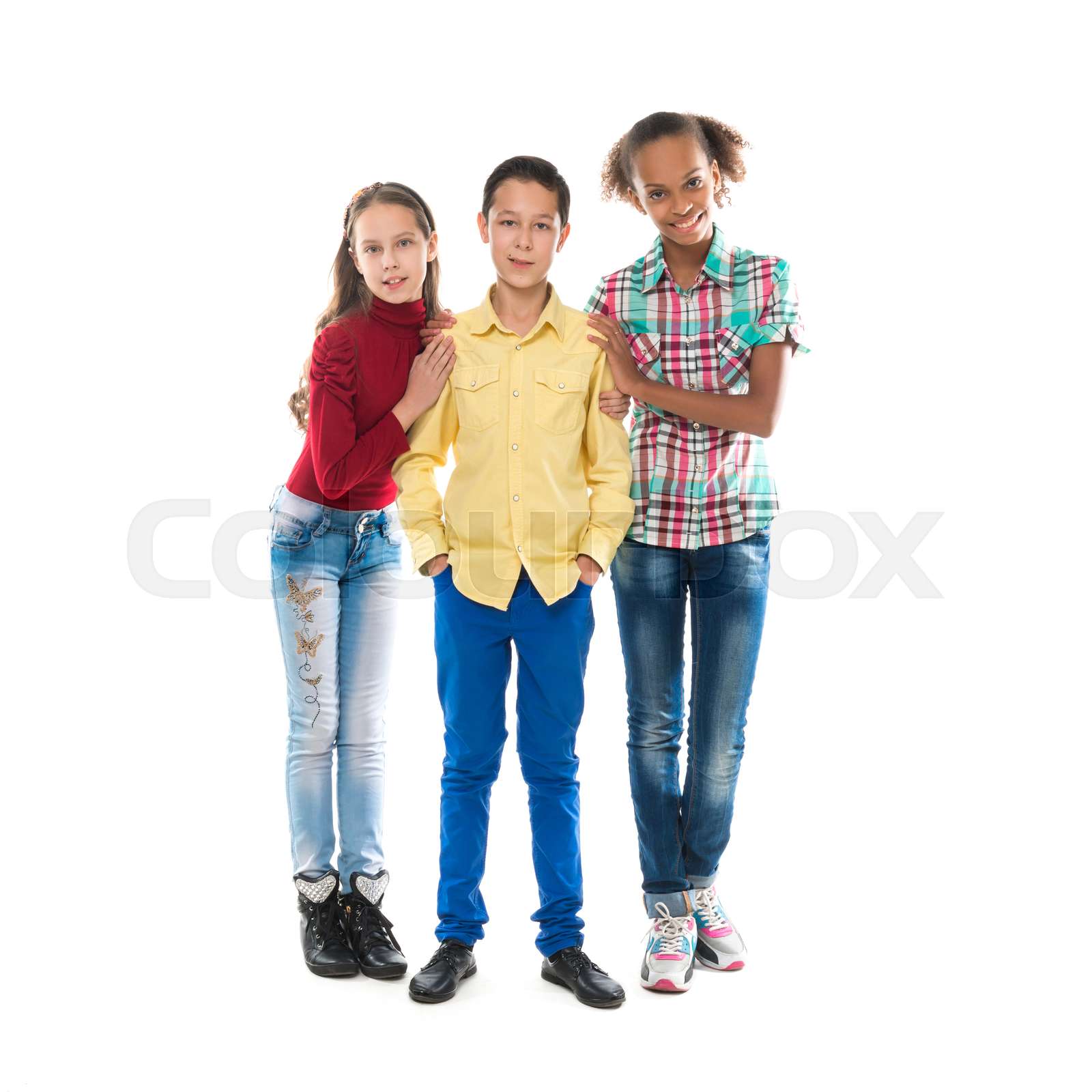 three different tenage friends standing together | Stock image | Colourbox three different tenage friends standing together | Stock image | Colourbox