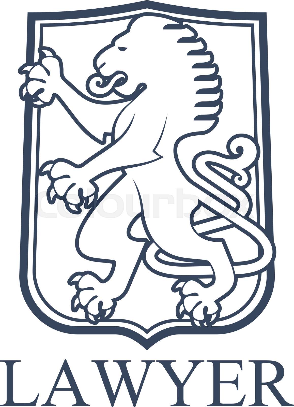 Lawyer icon or emblem with heraldic lion | Stock vector | Colourbox