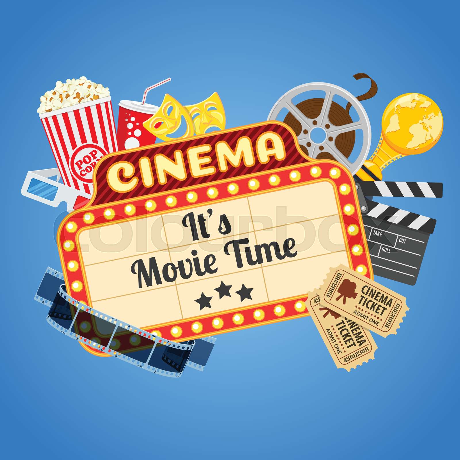 Cinema and Movie time | Stock vector | Colourbox