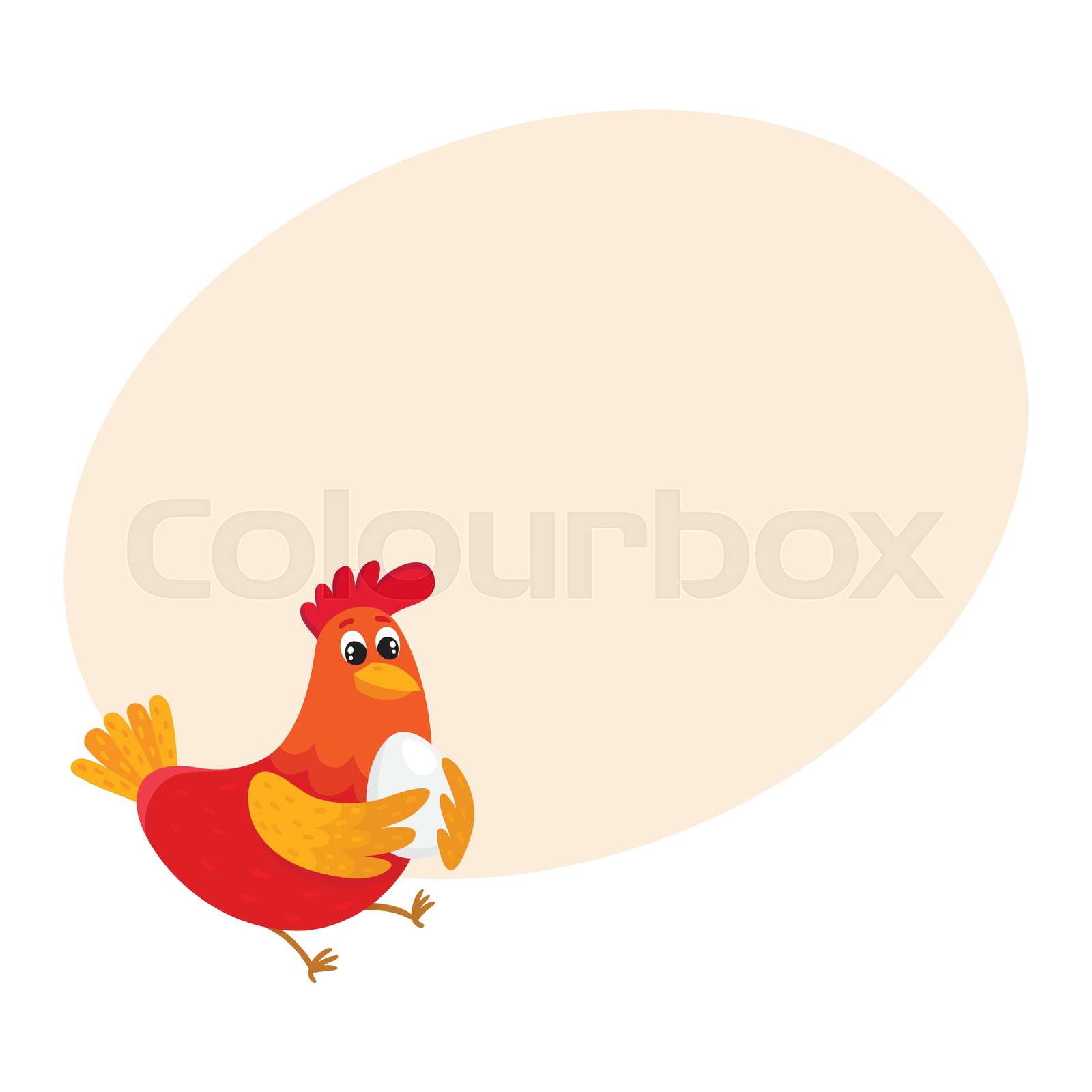Funny cartoon red chicken, hen standing and smiling happily | Stock ...