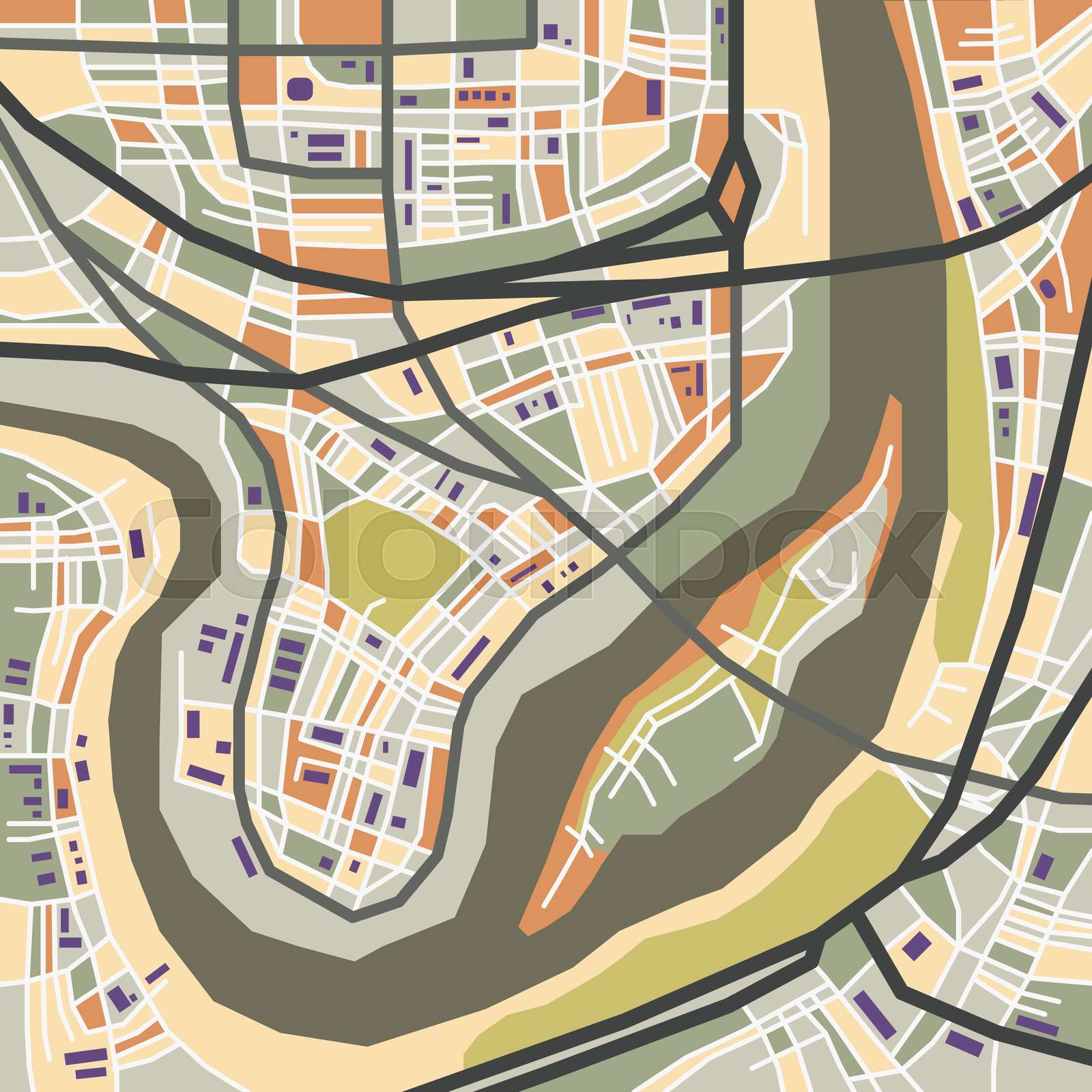 Vector decorative city map | Stock vector | Colourbox