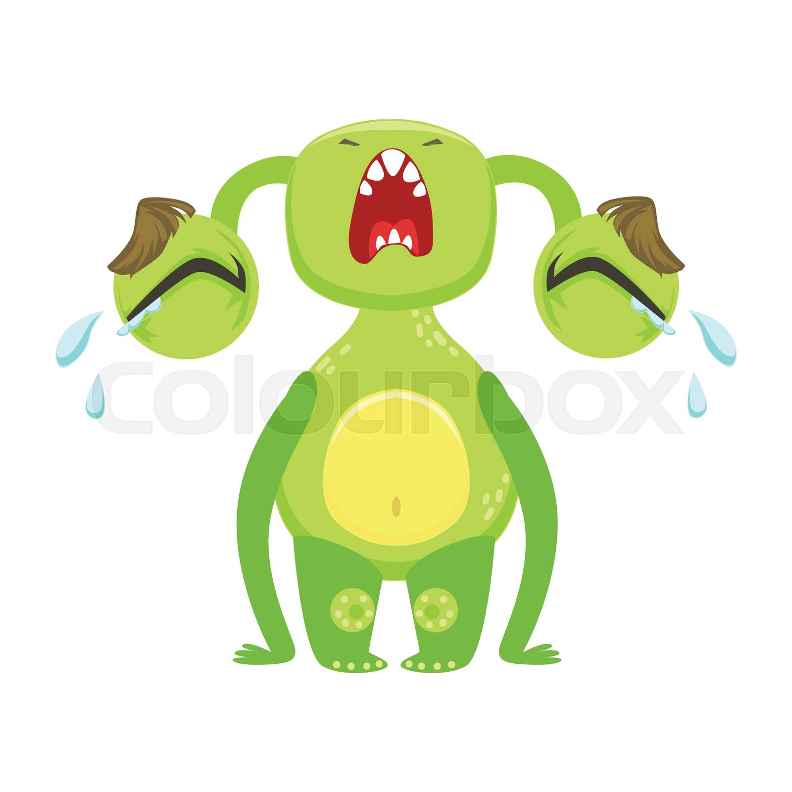 Funny Monster Crying Out Loud, Green Alien Emoji Cartoon Character ...