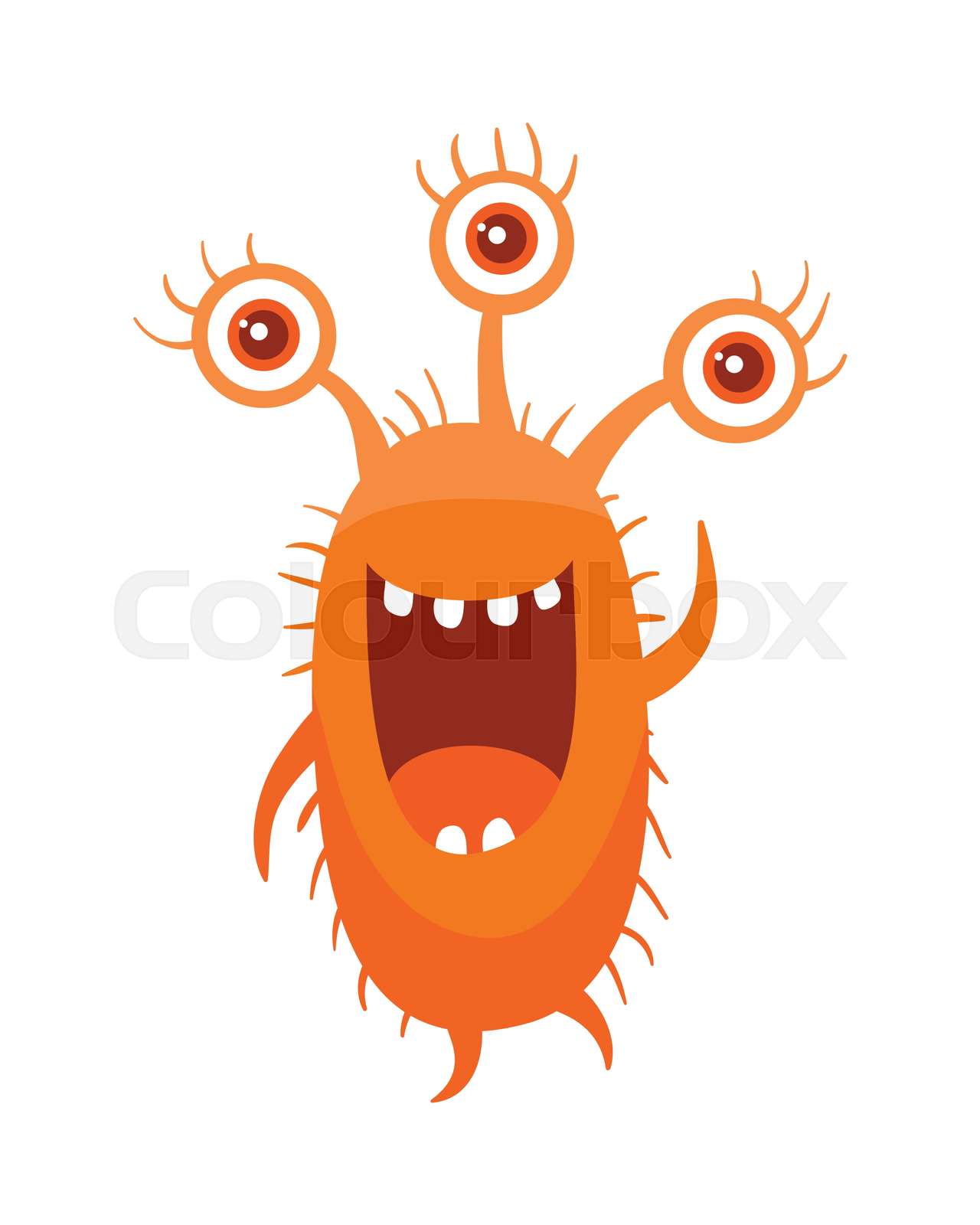 Monster with Three Eyes. Cartoon Orange Germ | Stock vector | Colourbox