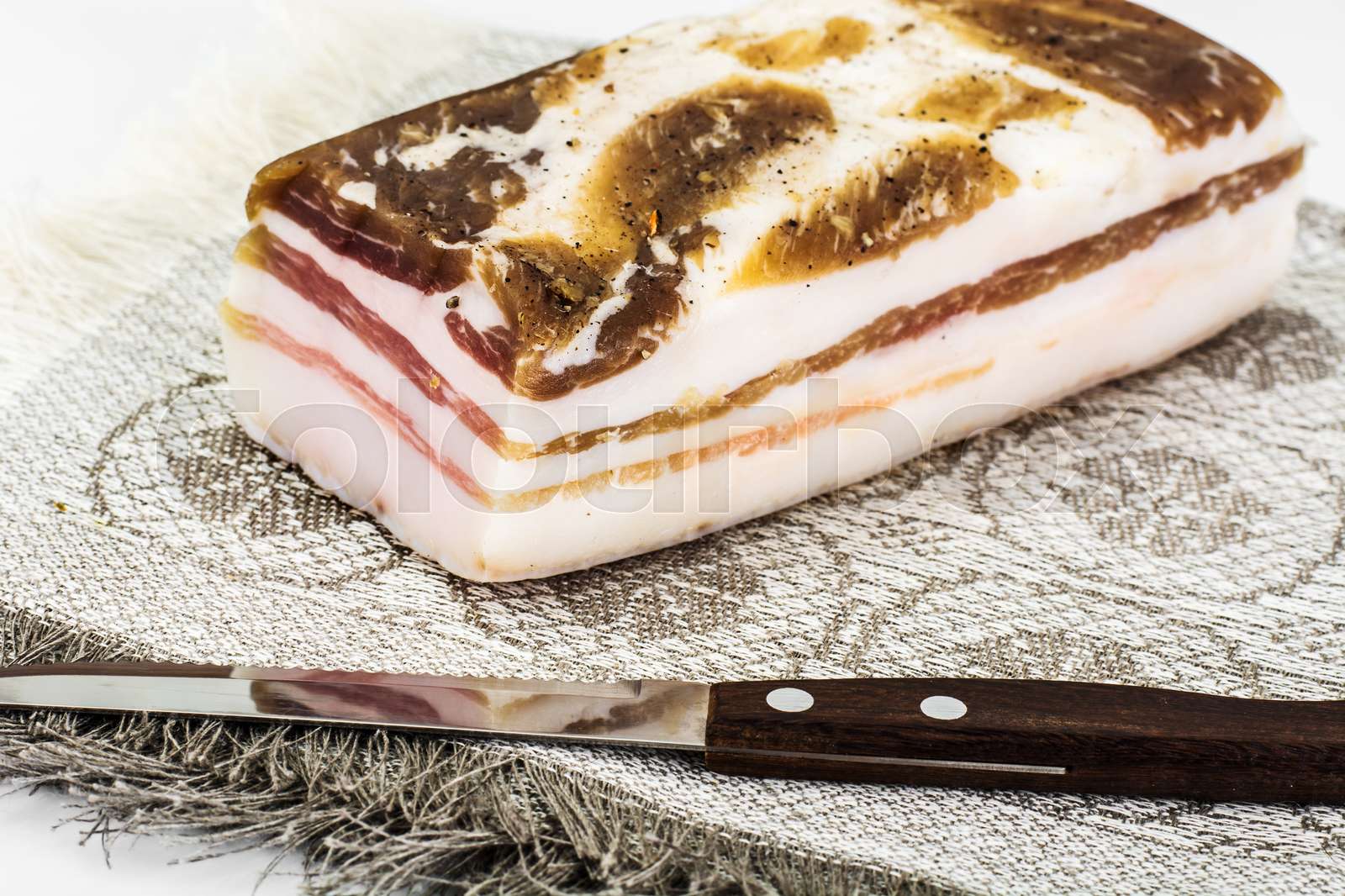Piece of salty bacon | Stock image | Colourbox