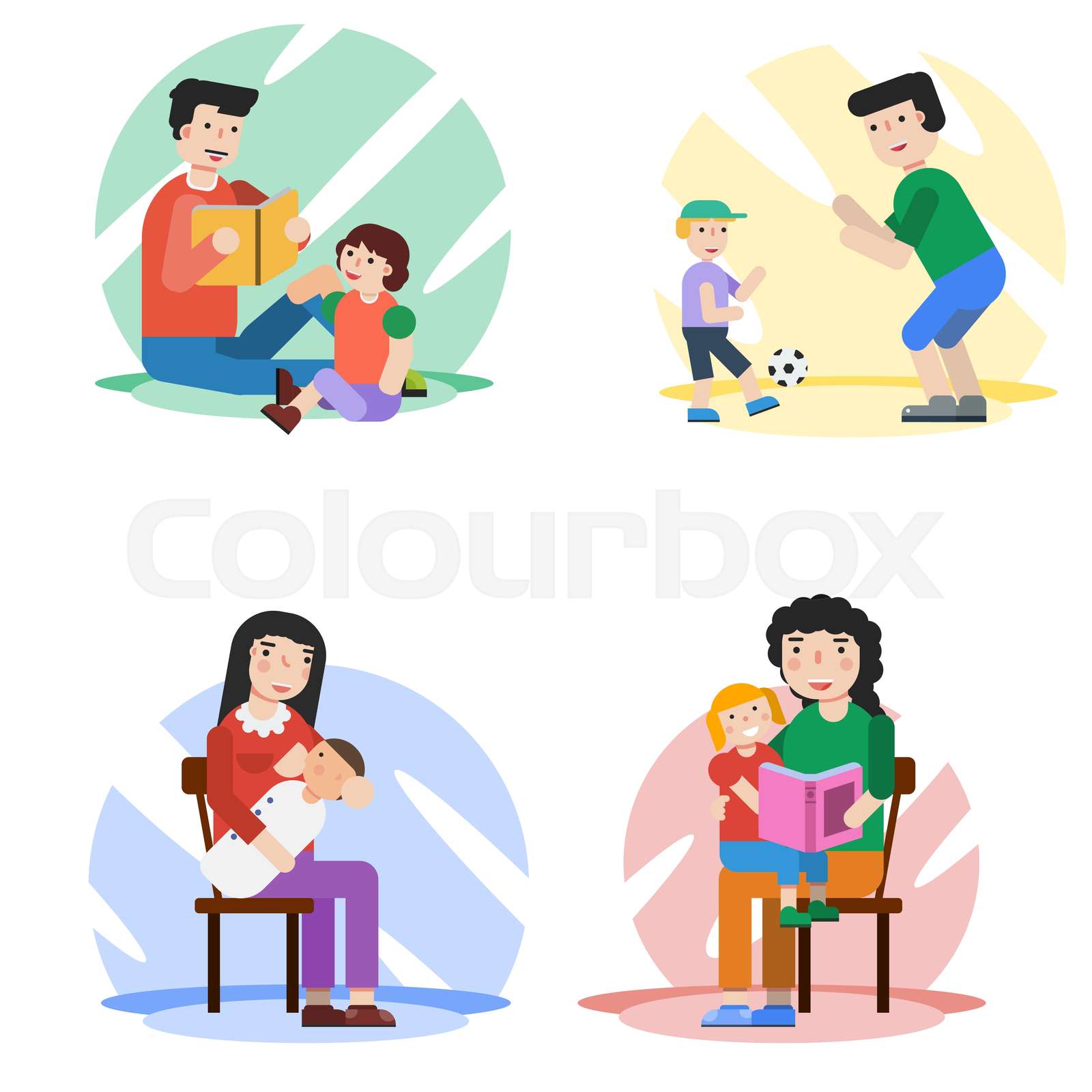Parents spend time with their children | Stock vector | Colourbox
