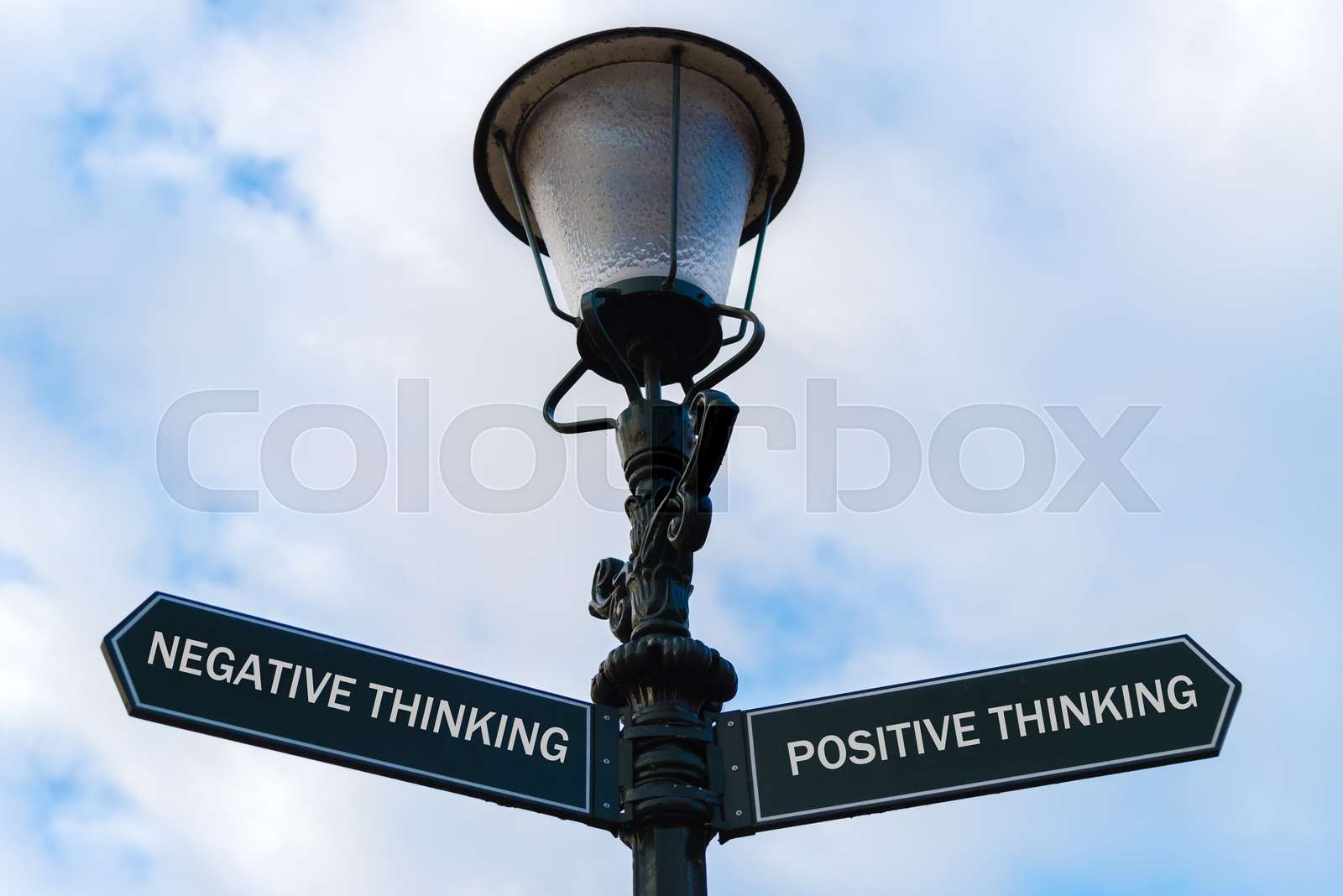 Negative Thinking versus Positive Thinking directional signs on ...