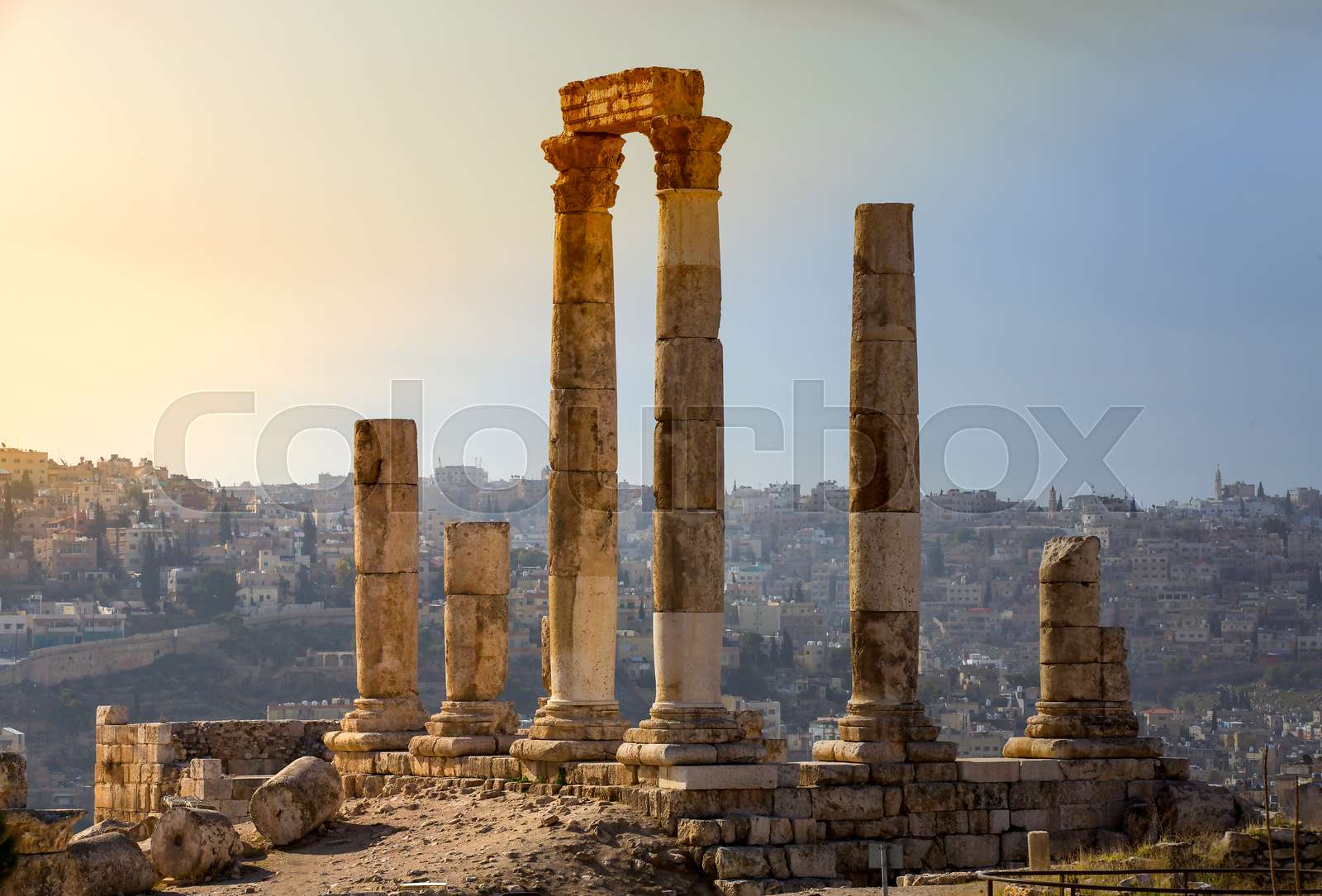 The ruins of the ancient citadel in Amman, Jordan | Stock image | Colourbox