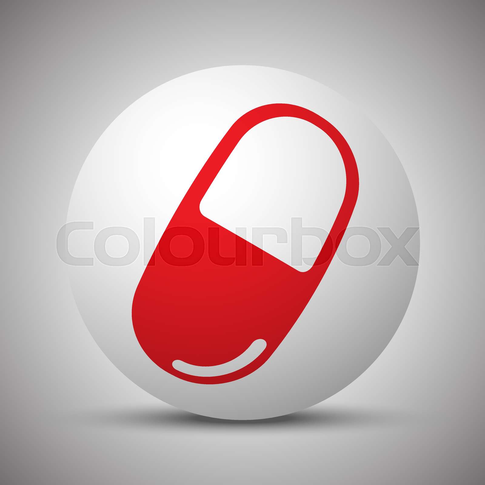 Red Pill icon on white sphere | Stock vector | Colourbox